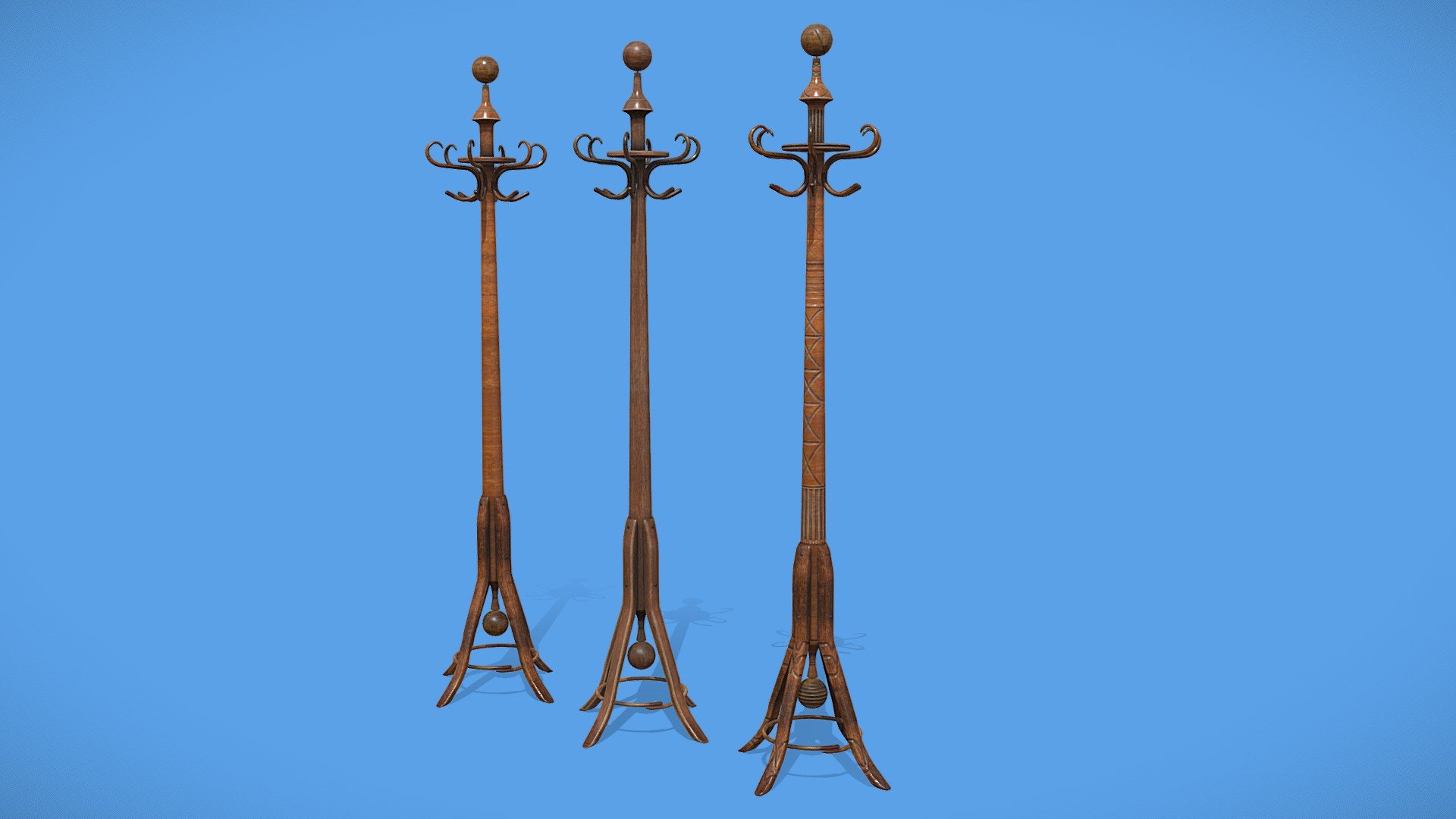 Early 1900s Wooden Coat Racks Type A - Download Free 3D model by Mad ...