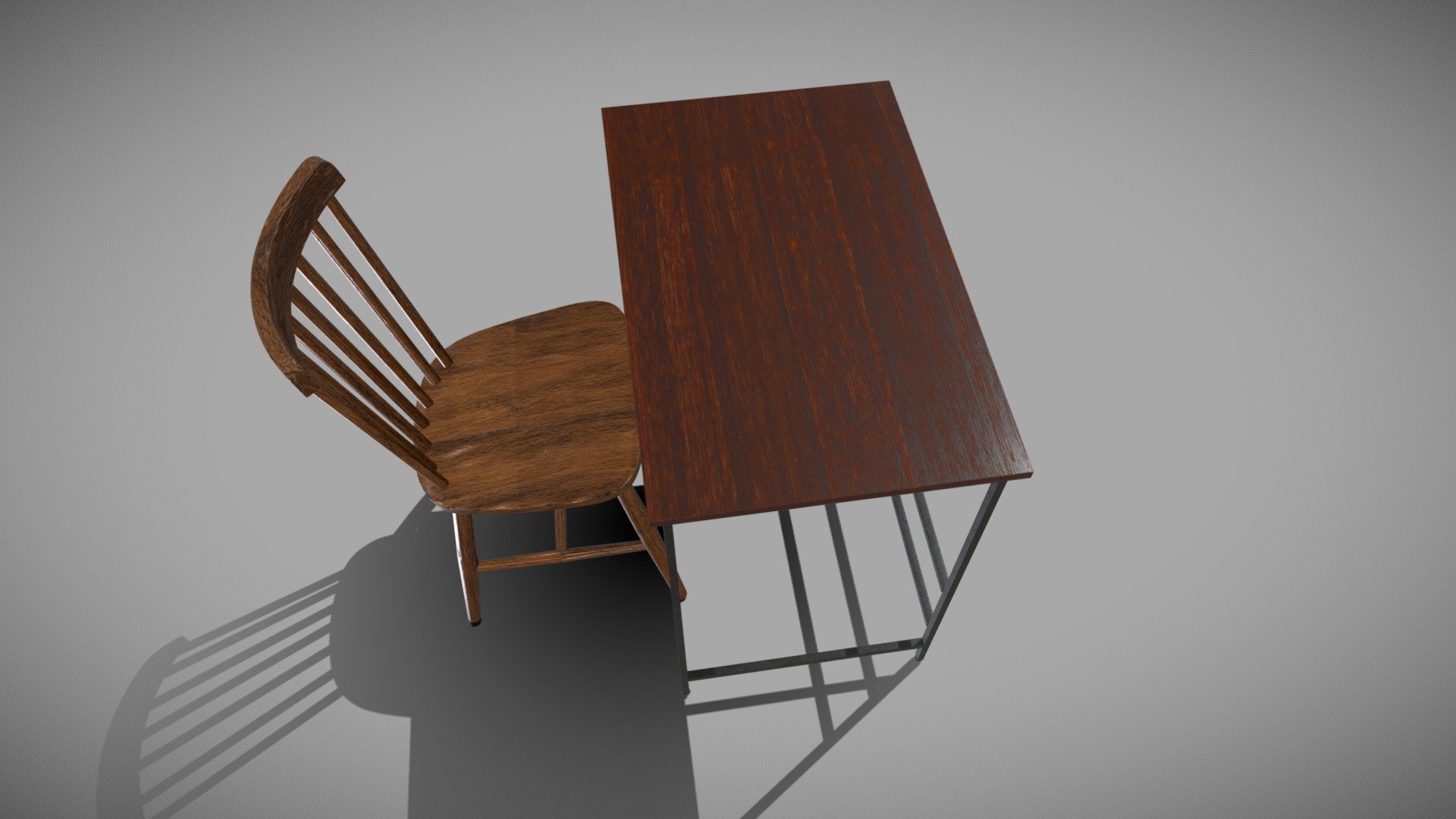 Iron Frame Office Table and Chair Set - Buy Royalty Free 3D model by ...