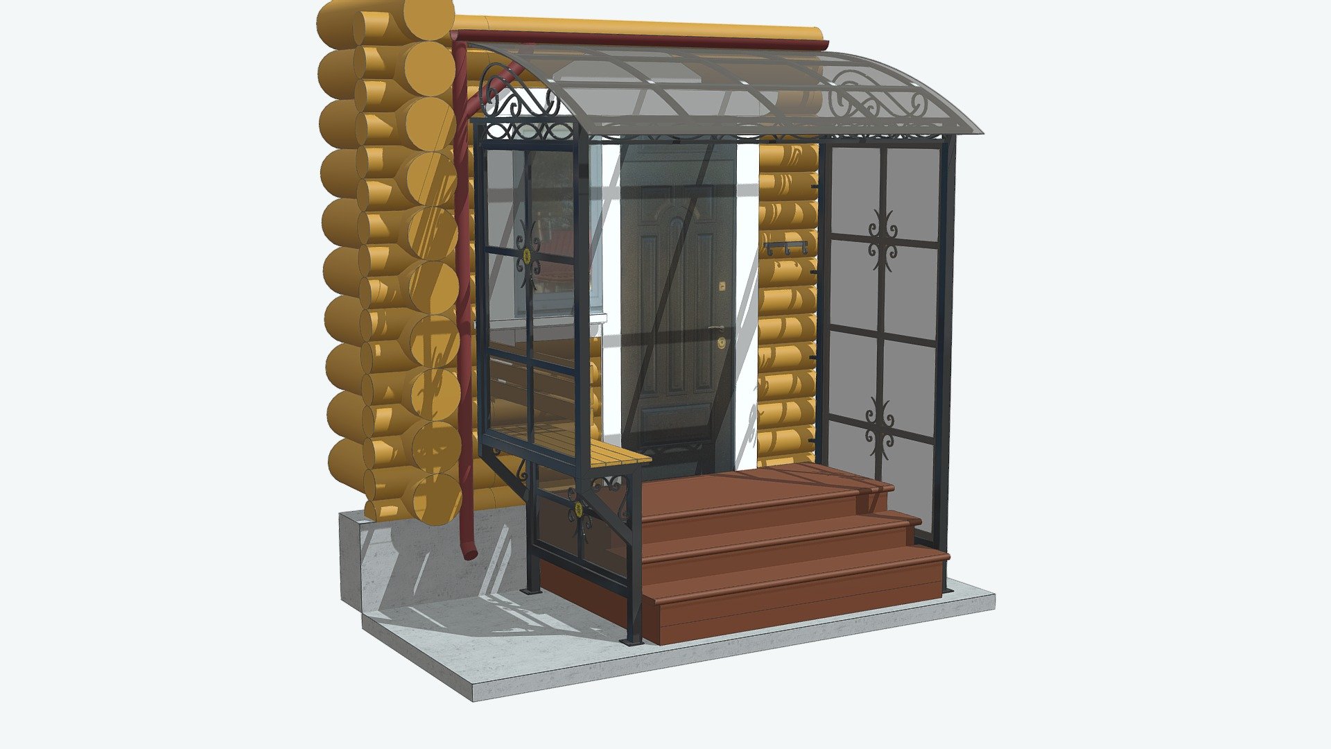 Навес с тамбуром запорожское (code 16447) - 3D model by Виталий ...