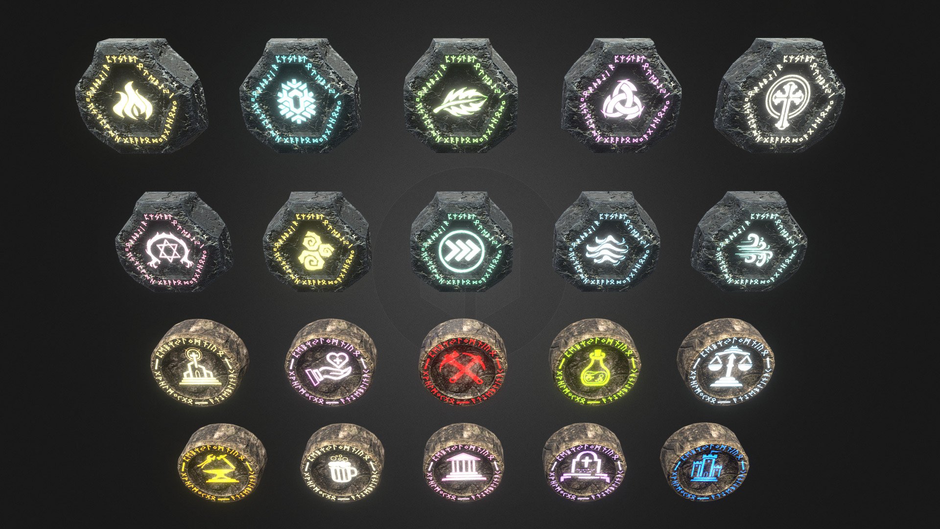 Magic Runes KIT (game ready asset) - Buy Royalty Free 3D model by Pixel ...