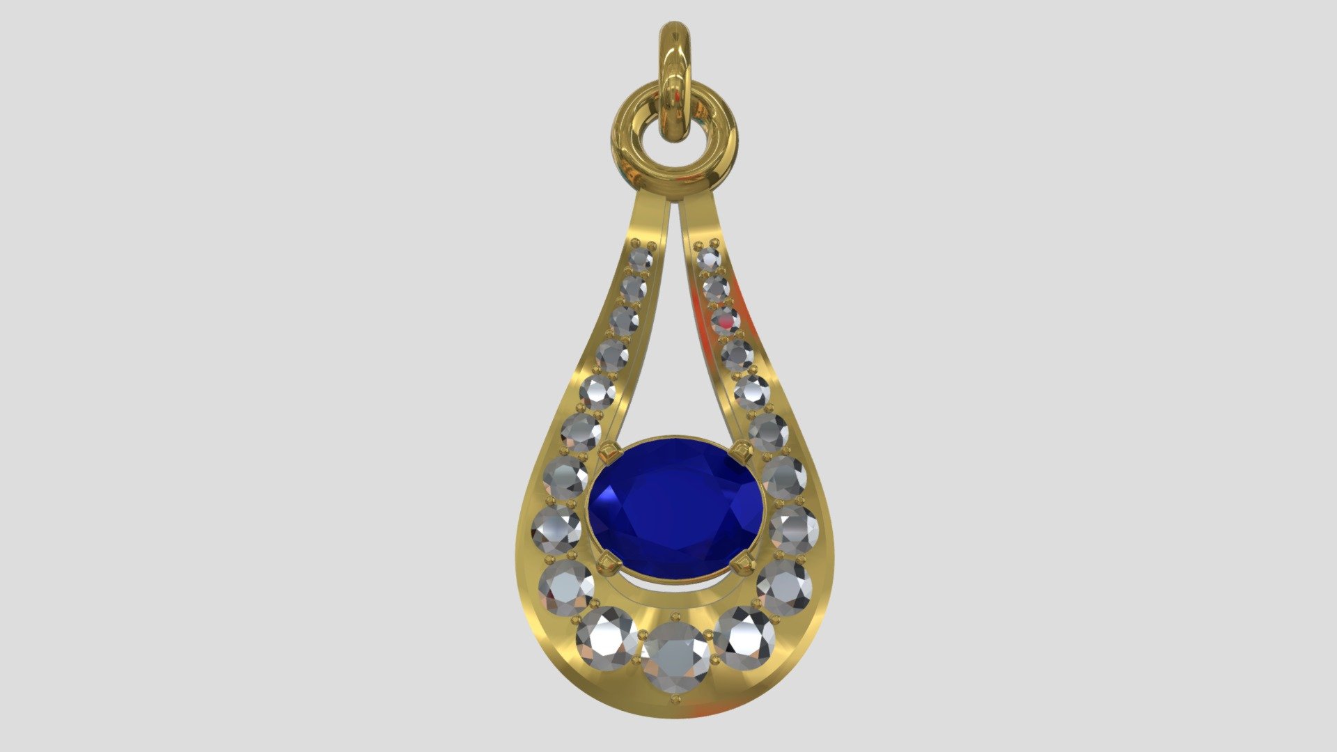 Sapphire Pendant with Diamonds - Buy Royalty Free 3D model by VR ...