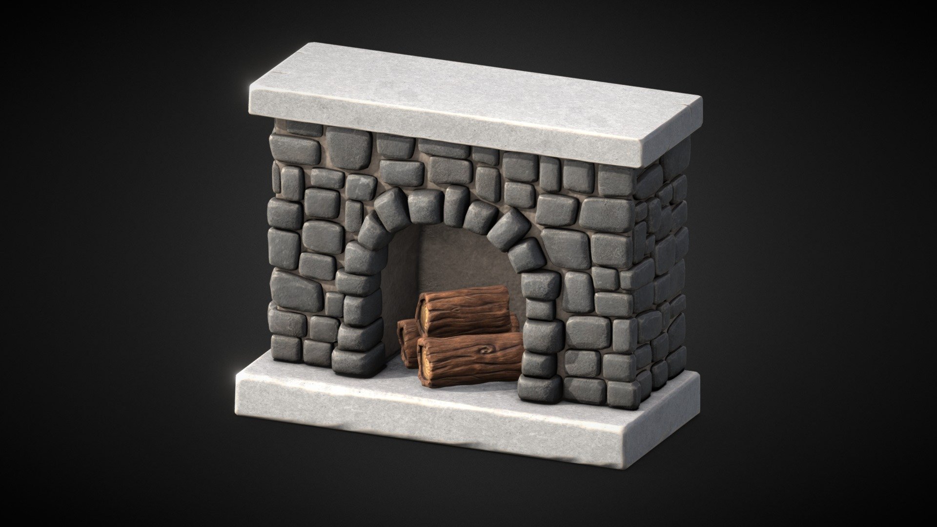 Stylized Fireplace with Wooden Logs - Buy Royalty Free 3D model by ...