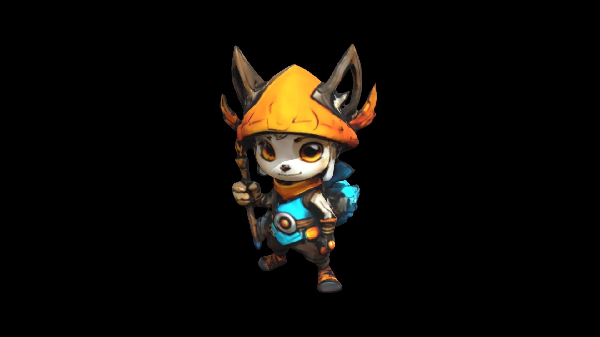 RPG character holding a staff and wearing an ora - Download Free 3D ...