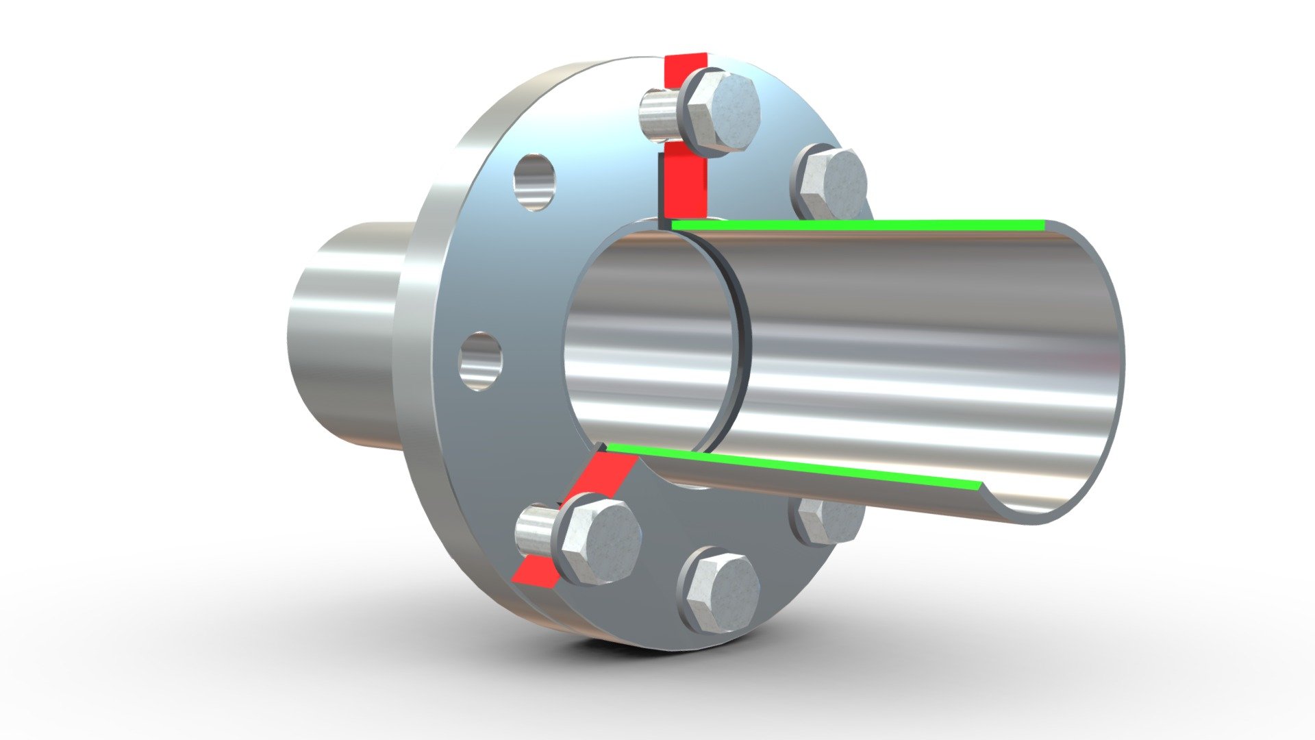 EN1092-1 Type 1 flange connection - 3D CAD model - 3D model by Freek de ...