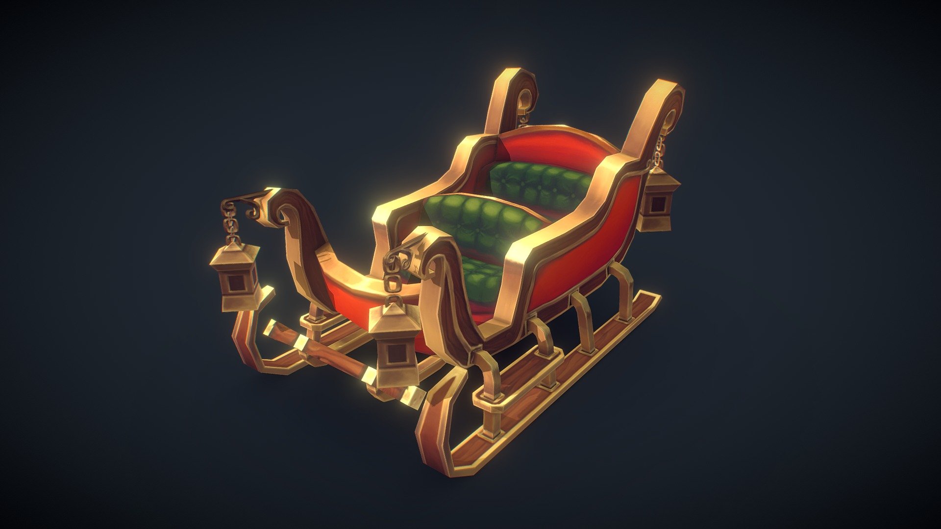 Santas Sleigh - Hand Painted - Buy Royalty Free 3D model by BitGem ...