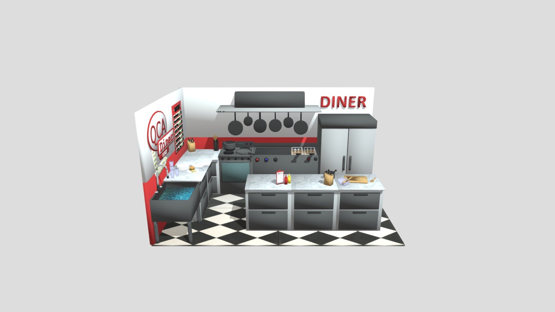 Diner Kitchen - Download Free 3D model by gracebailey [e090bd9] - Sketchfab