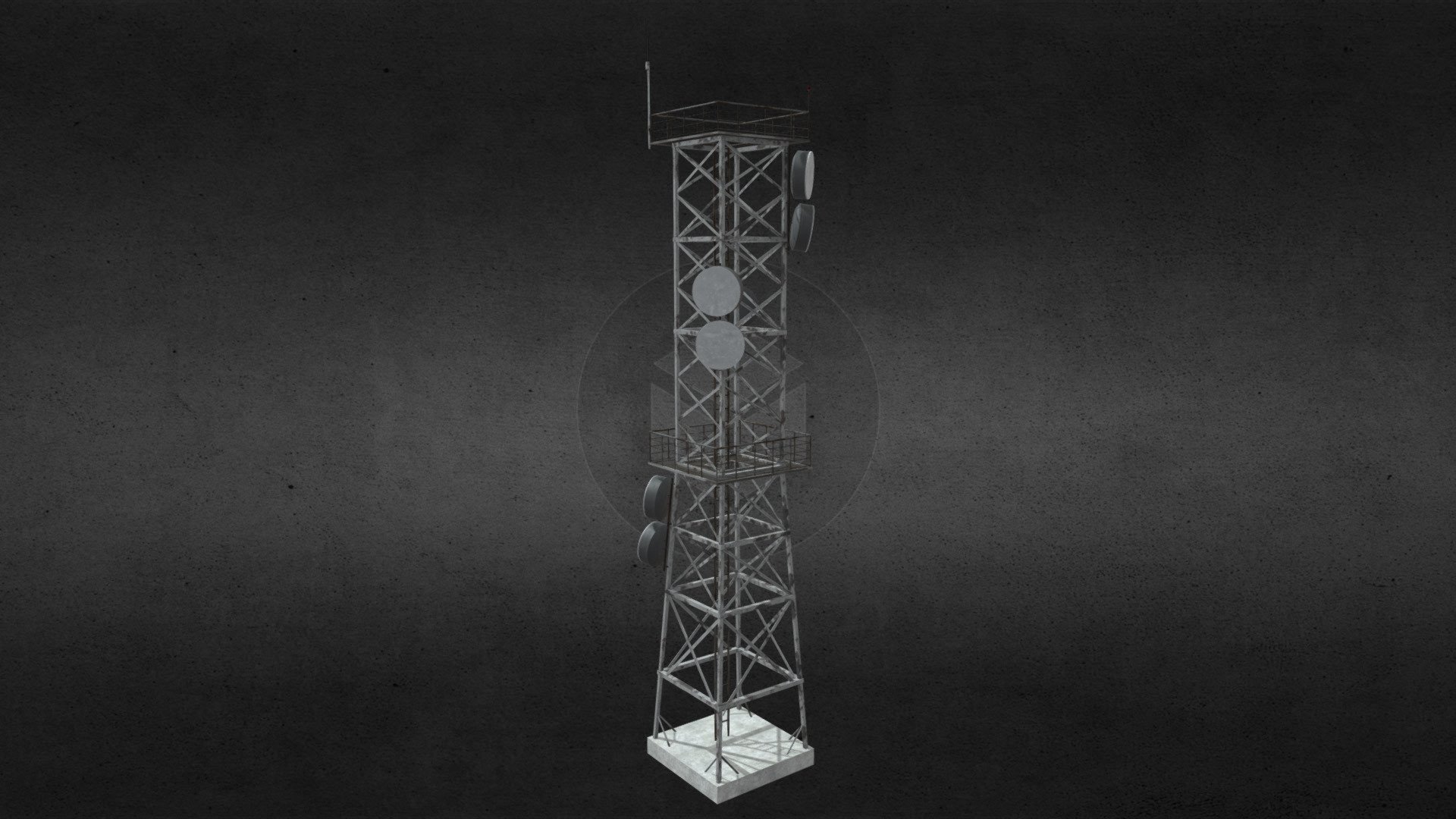 Broadcast tower (Game ready) - Download Free 3D model by PT34 [e0bd9e8 ...