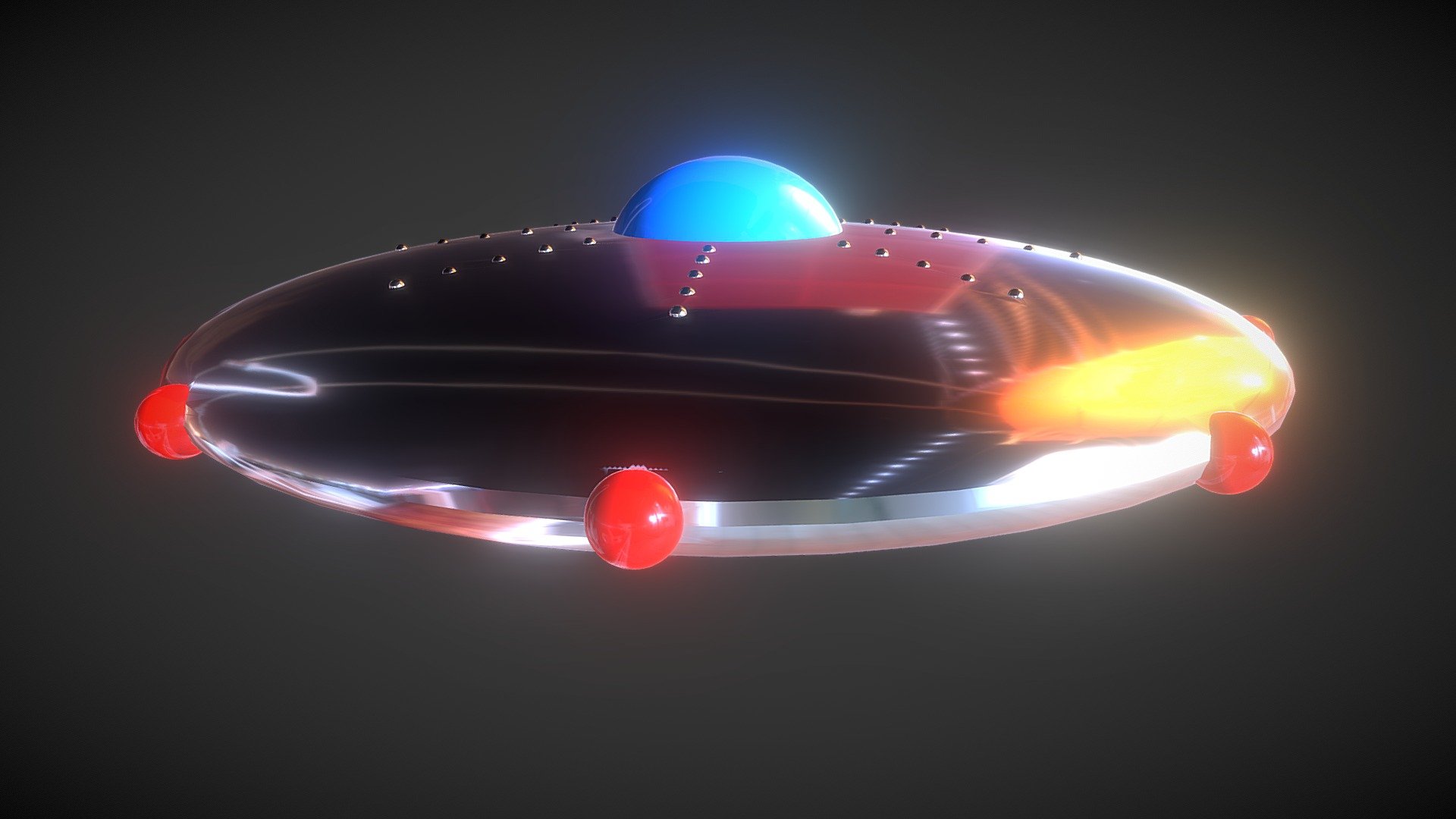 Low-Poly Retro-style sci-fi Flying Saucer 2 - Download Free 3D model by ...