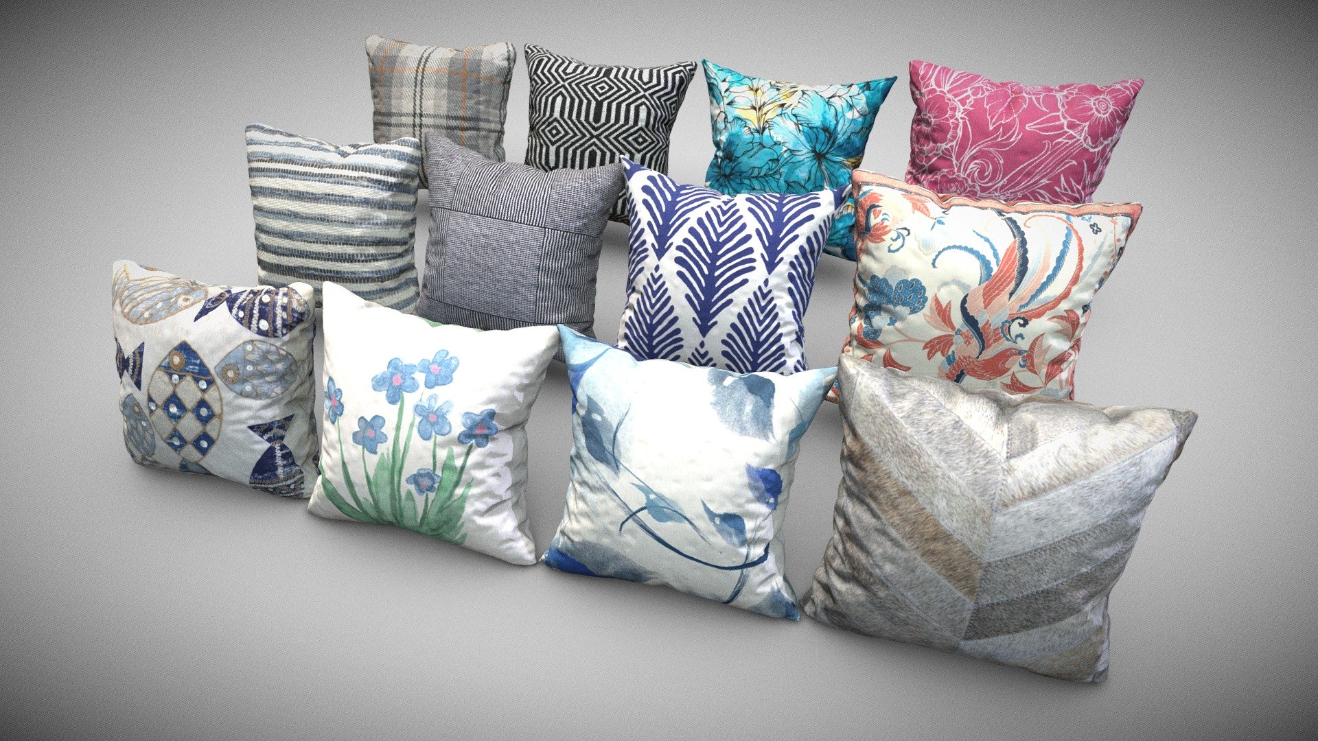 Decor_ Pillows- Collection - Buy Royalty Free 3D model by rdashkevicz ...