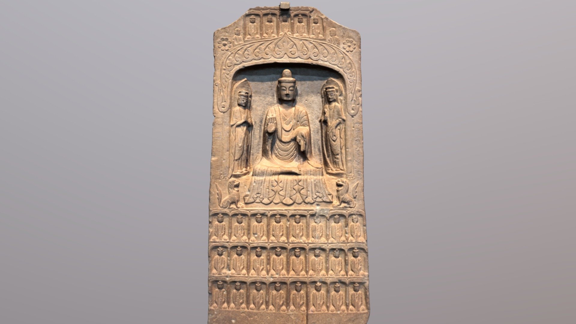 Stele of a buddha and two bodhisattvas - 3D model by diffdaff [e1074a3 ...