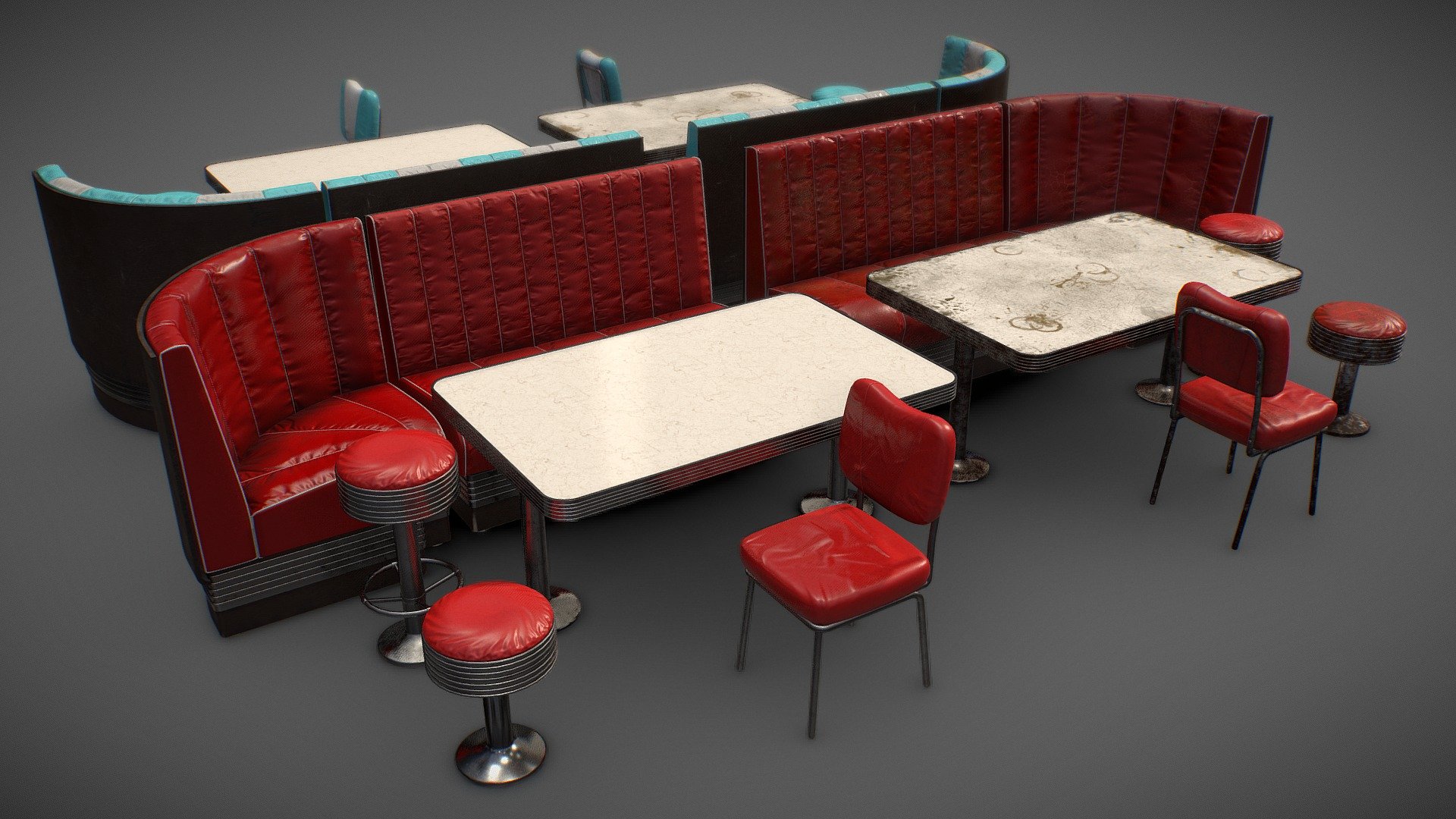 AssetPack: Retro Diner Furniture vol.1 - Buy Royalty Free 3D model by ...