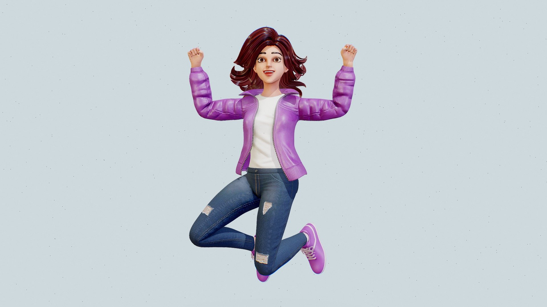 Excited Jumping Female 3D Character - 3D model by Polymator Interactive ...