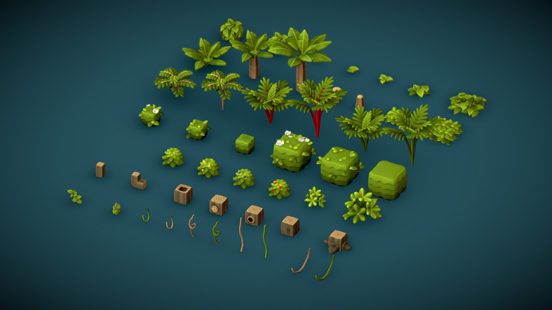 Cube World Jungle Plant1 Set - Proto Series - 3D model by BitGem ...