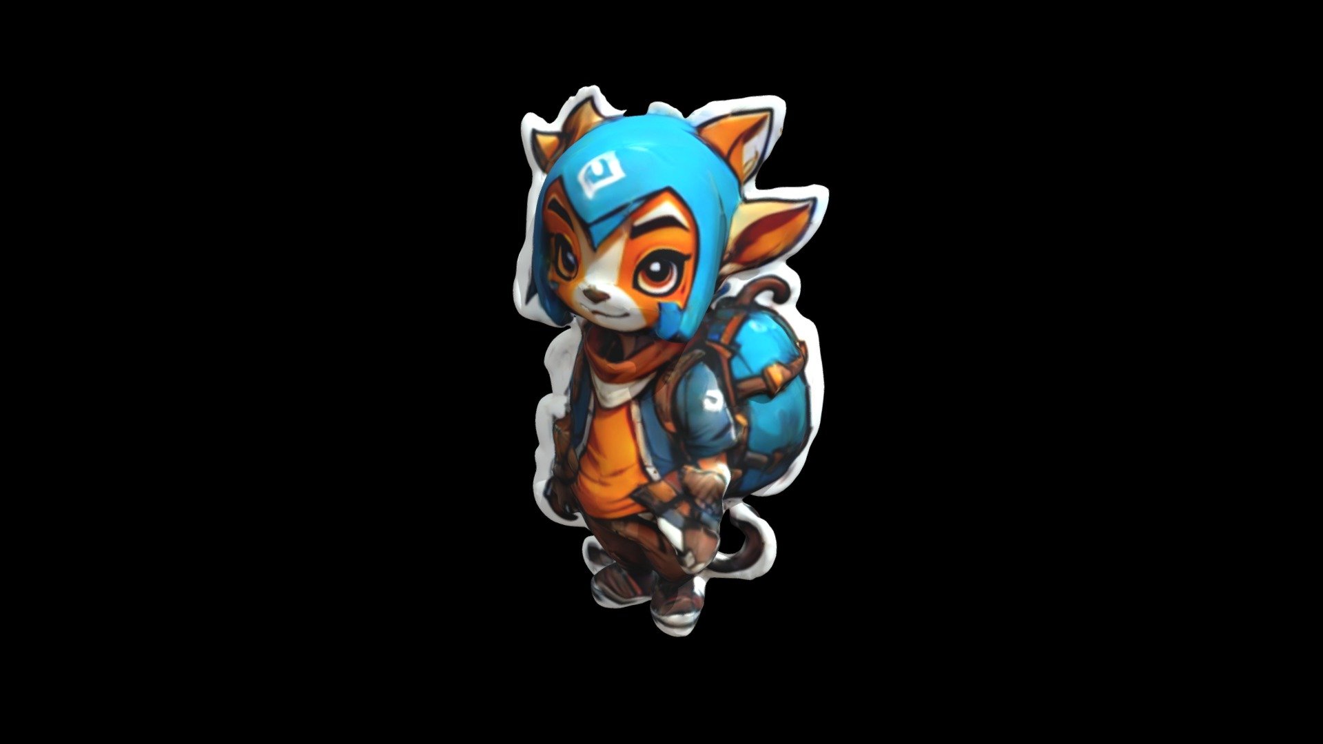 "Expedition A Stout Cat with a Blue Backpack and - Download Free 3D ...