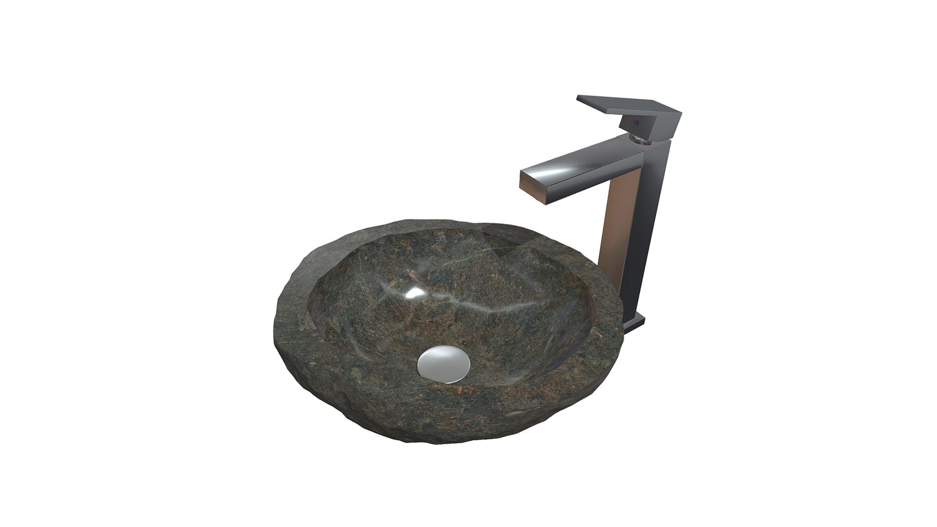 Free 3d Model Stone basin with alloy tap - Download Free 3D model by ...