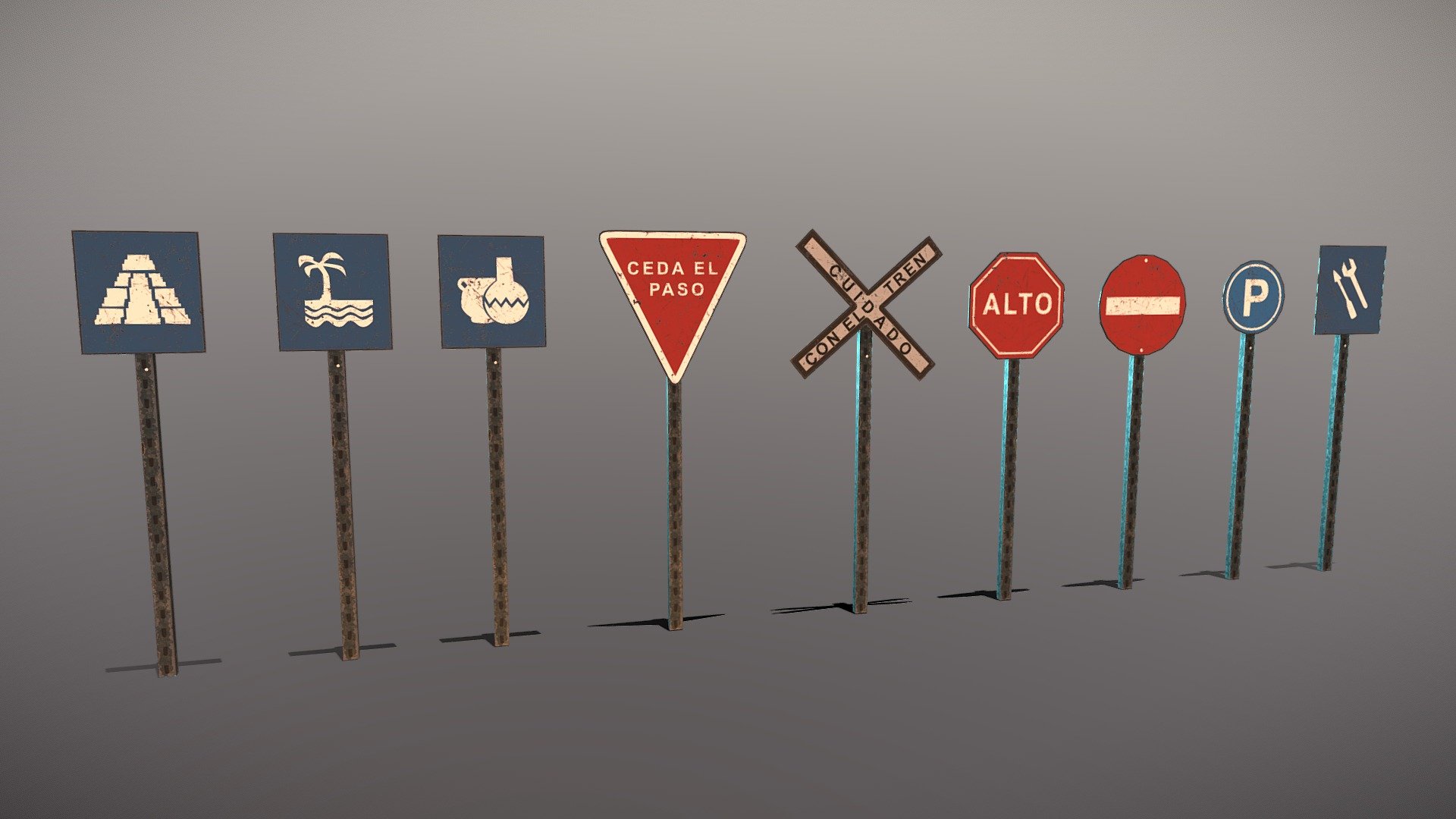 Road Signs - 3D model by 3DJam (@3djamzrw) [e18268e] - Sketchfab