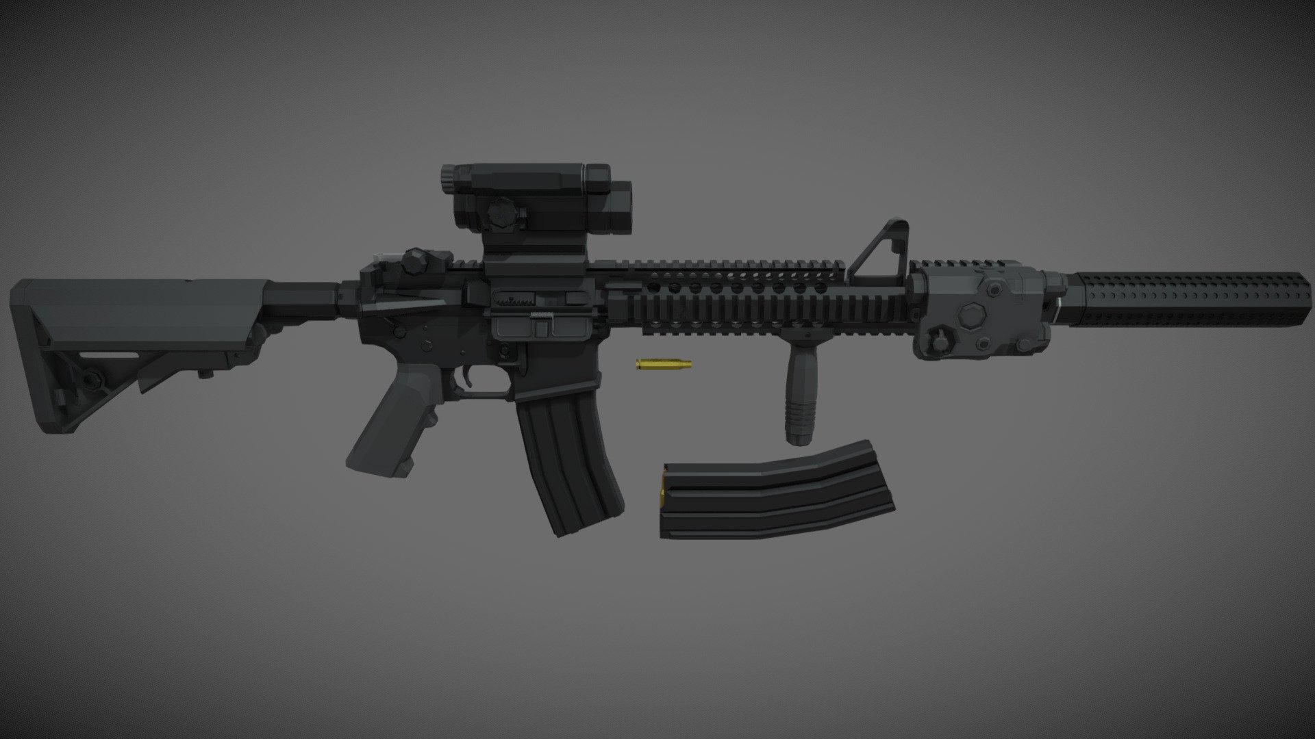 low-poly M4A1 SOPMOD Block II - Download Free 3D model by D_U (@DU1701 ...