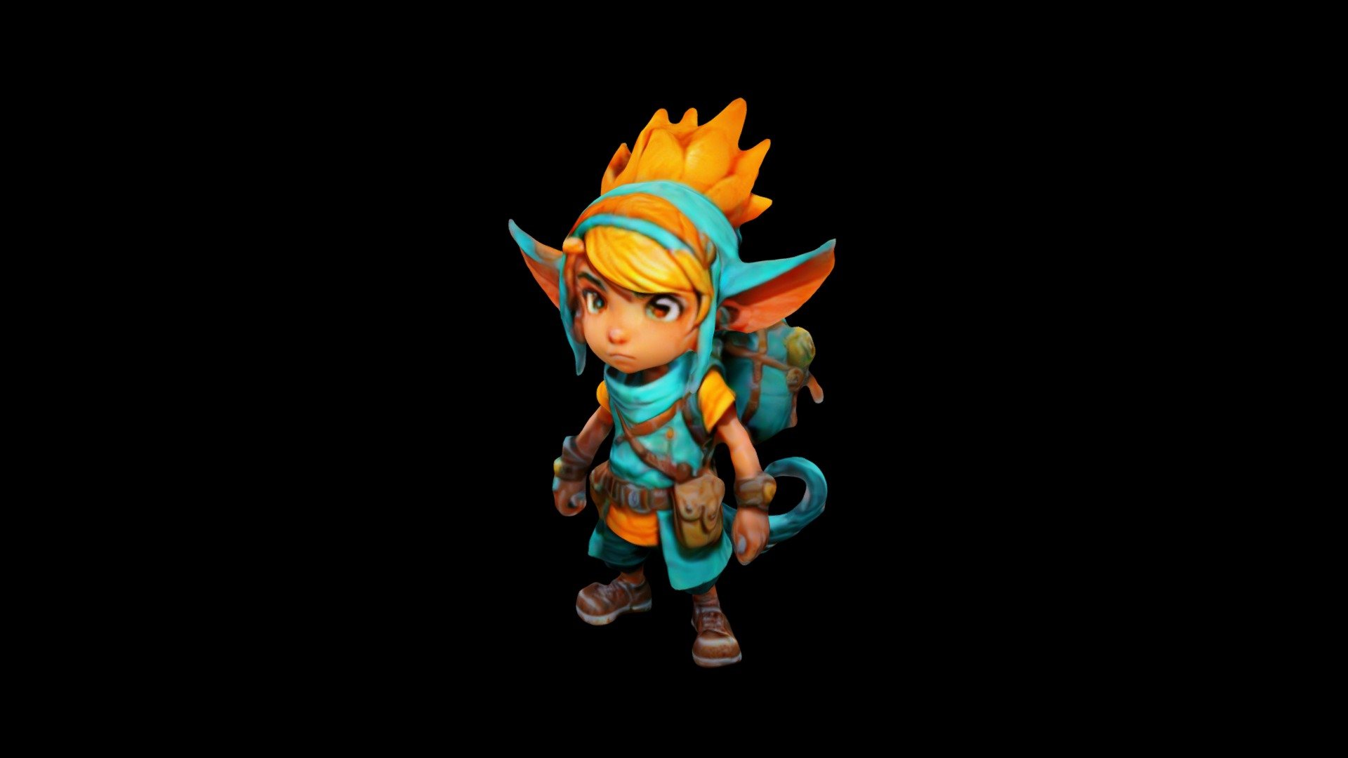 a male character dressed in blue and orange clot - Download Free 3D ...