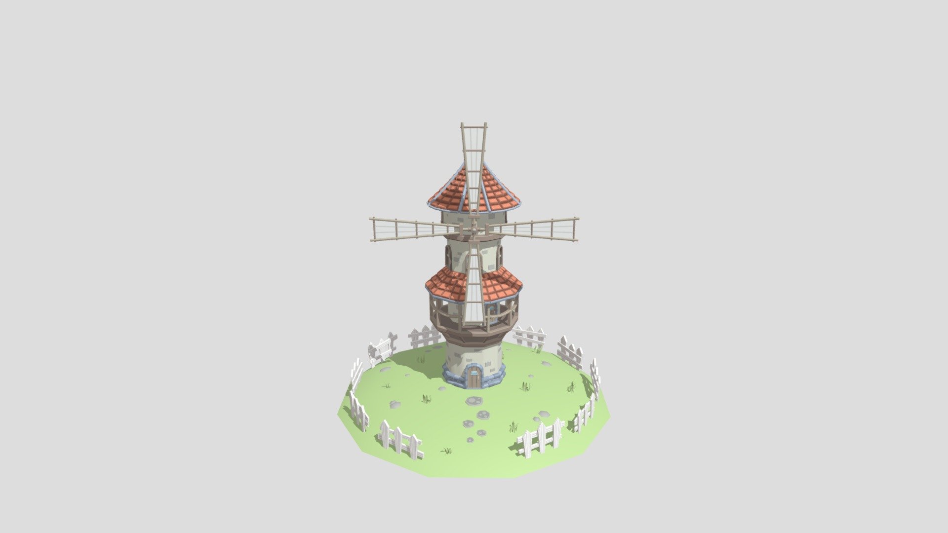 Low Poly Windmill - 3D model by sebauche [e1a1aea] - Sketchfab