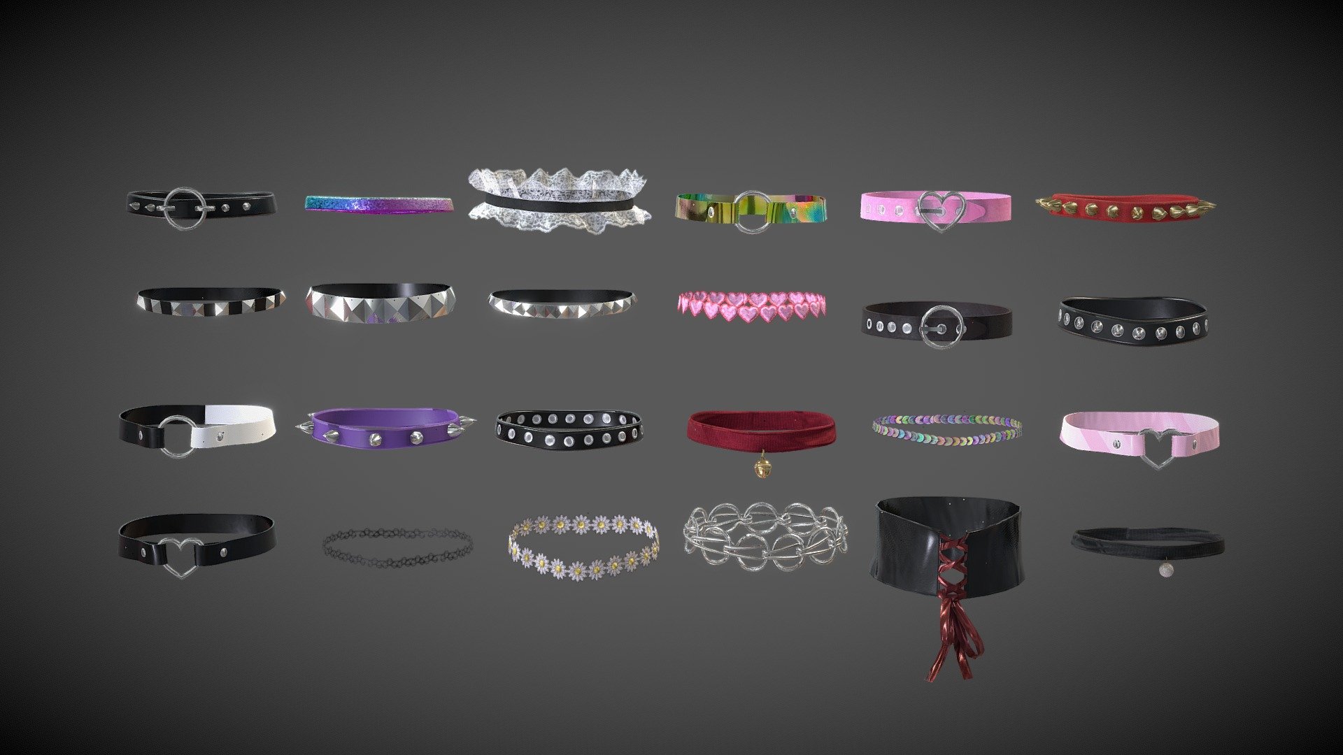 Chokers / Collars - low poly MEGA PACK - Buy Royalty Free 3D model by ...