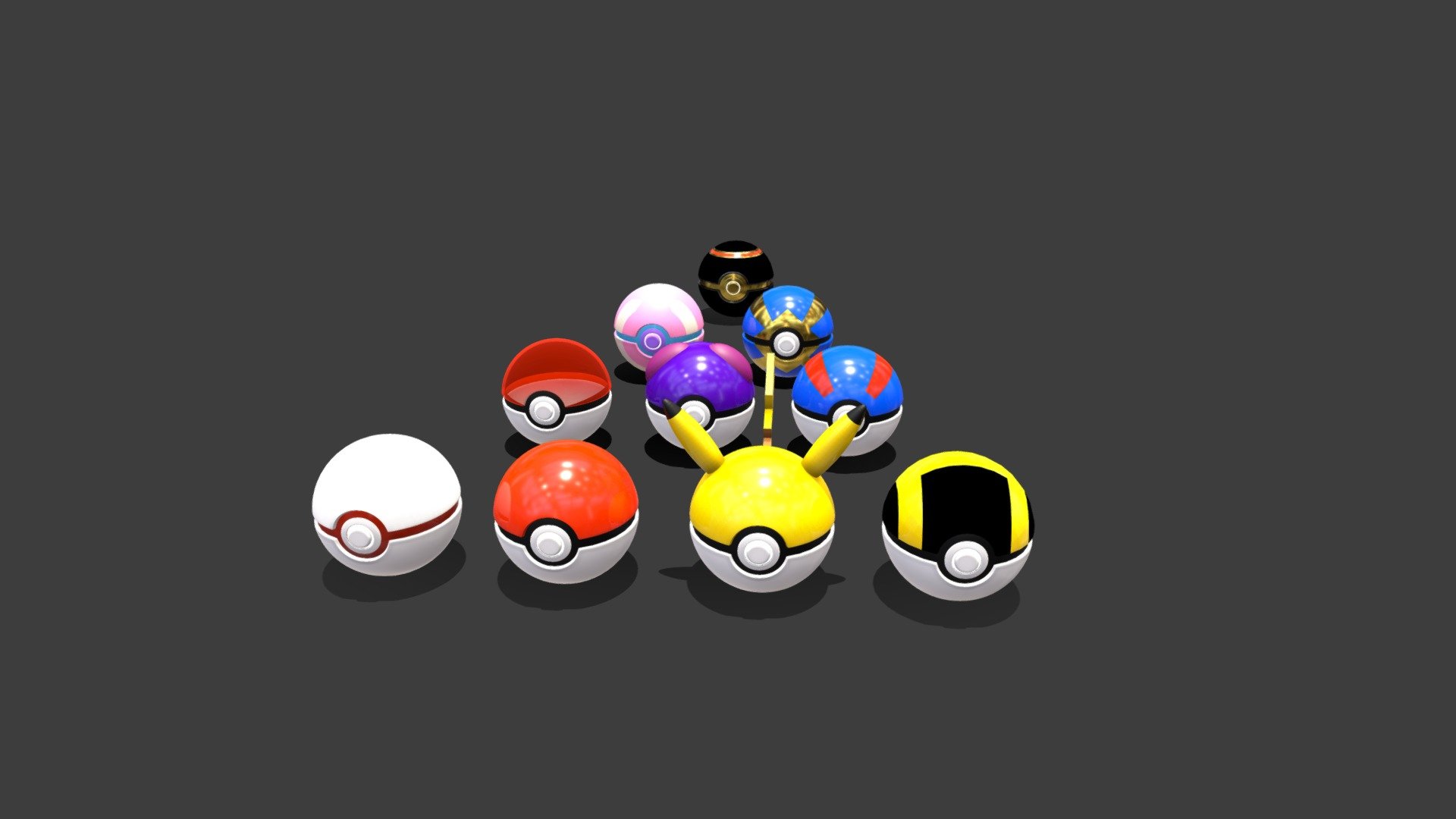 Pokéballs - Download Free 3D model by JustNeki [e1edc25] - Sketchfab