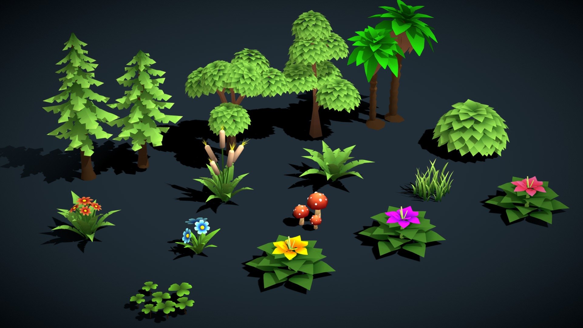 Stylized Lowpoly Nature Assets Pack VOL-1 - Buy Royalty Free 3D model ...
