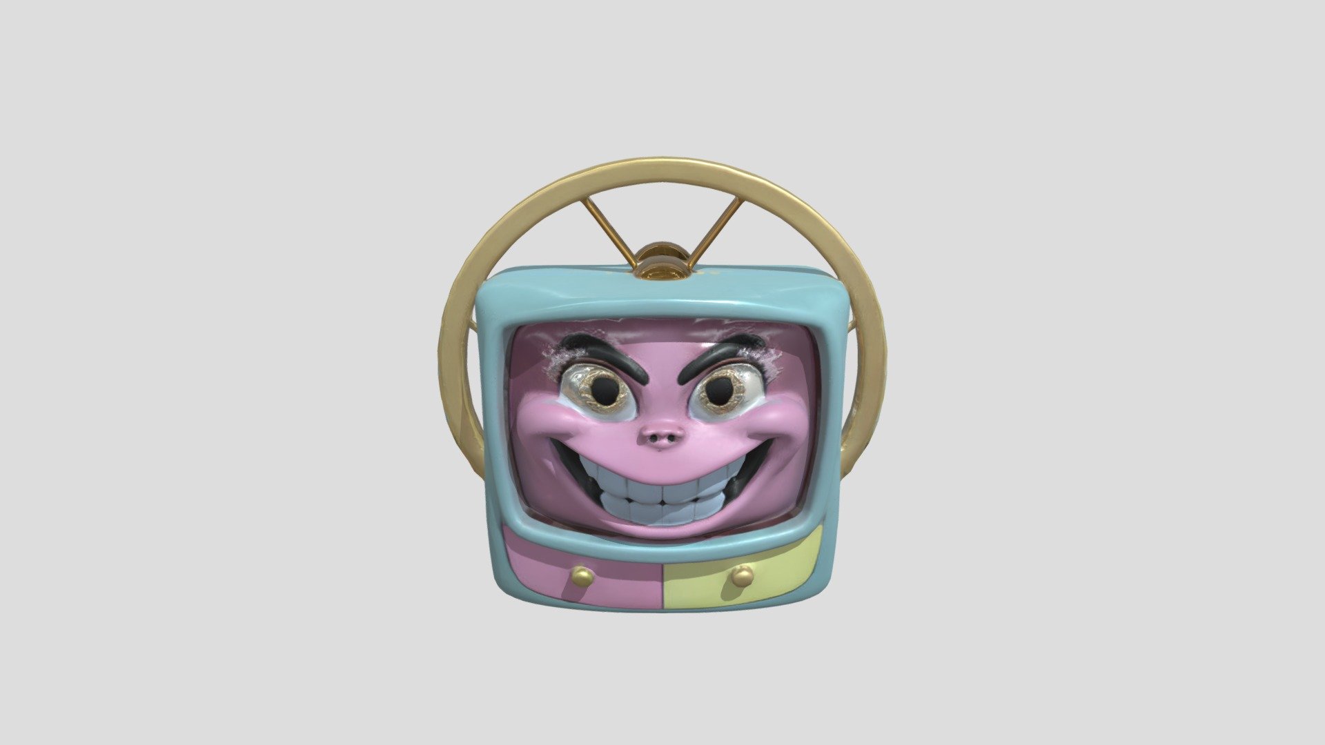 Smiling cartoon television face with large eyes - 3D model by GHOUL1 ...