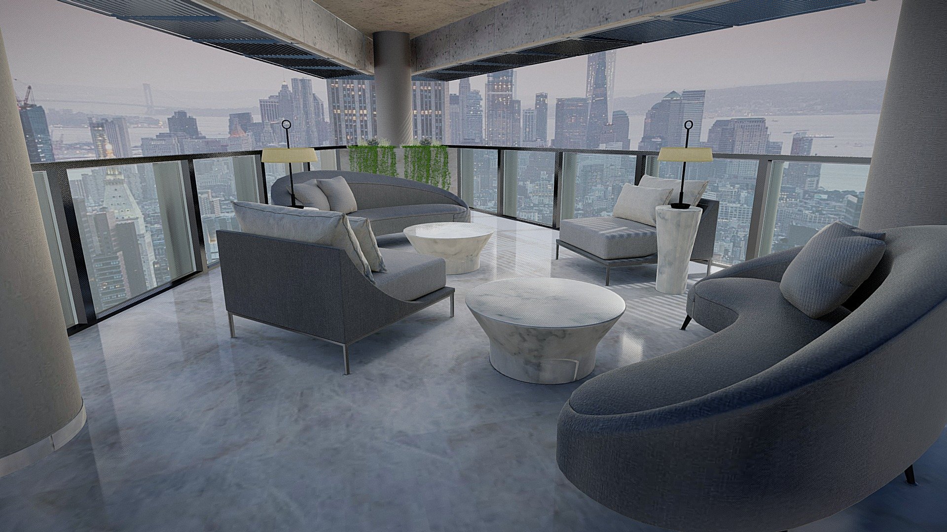 Balcony | Luxury architecture visualization - 3D model by Prefixa-Inc ...