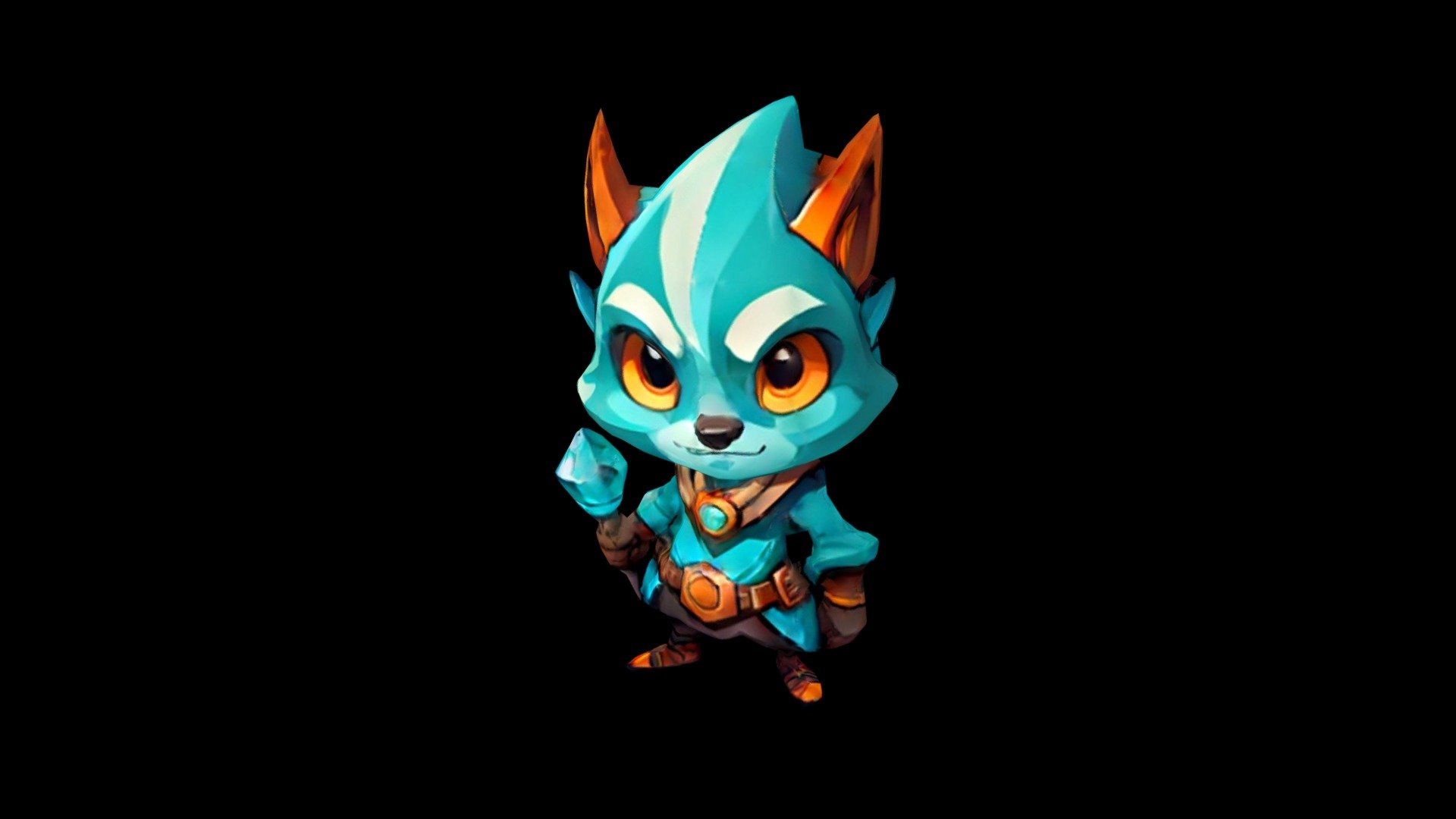 A cute illustration of a blue fox-like creature - Download Free 3D ...