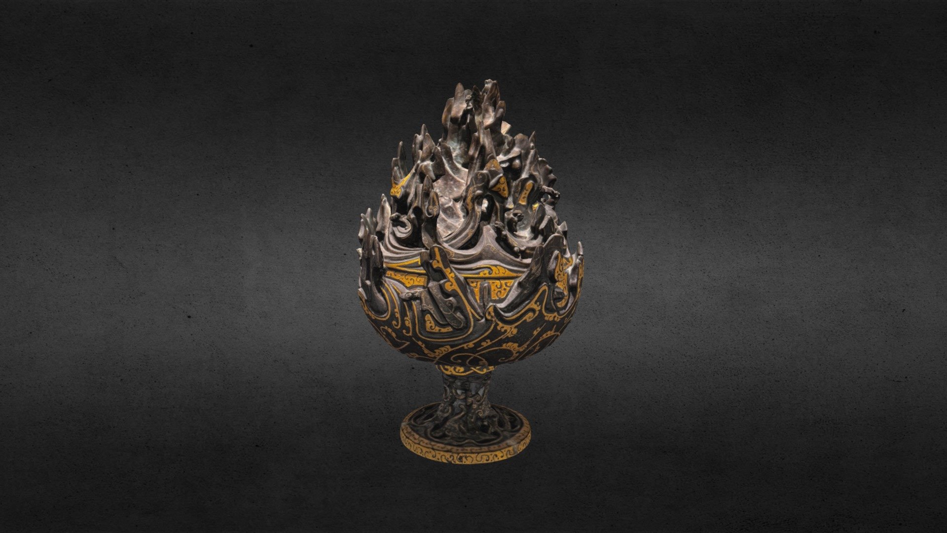 Bronze Boshan Incense Burner Inlaid with Gold - 3D model by 邵青 ...
