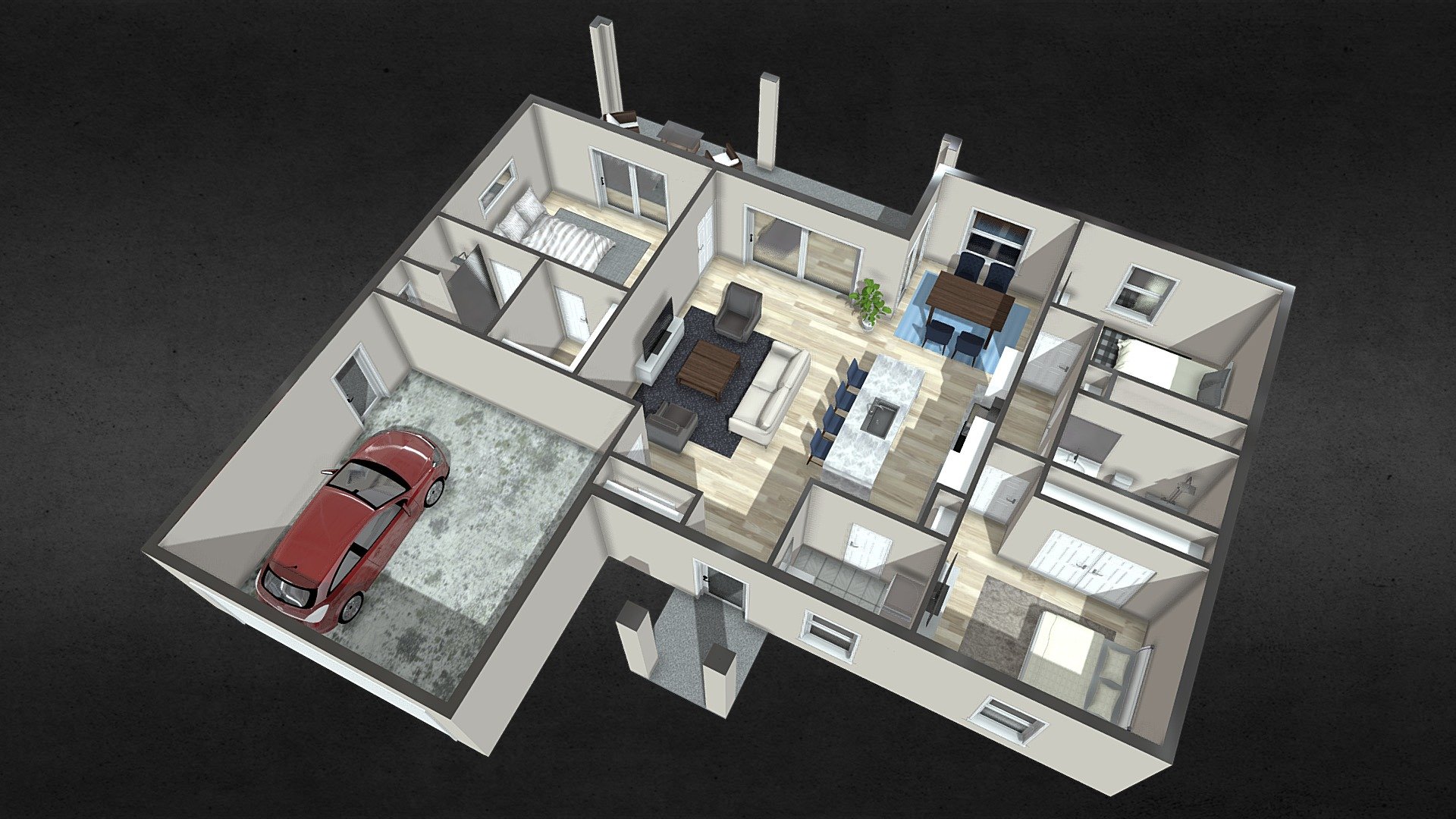 Model - floor plan 3D model - 3D model by Render3DQuick [e23bf43 ...