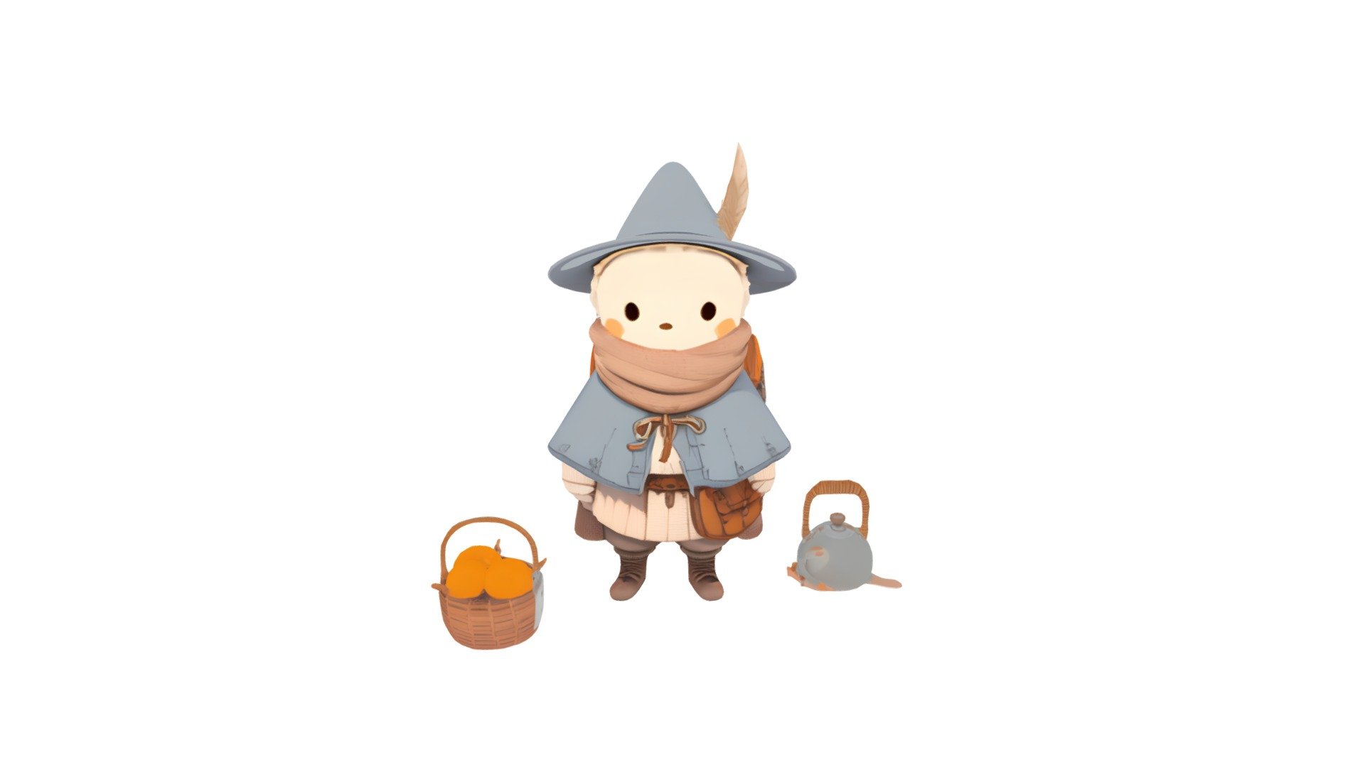 Cute character with hat and scarf - 3D model by Kate2412 [e240919 ...