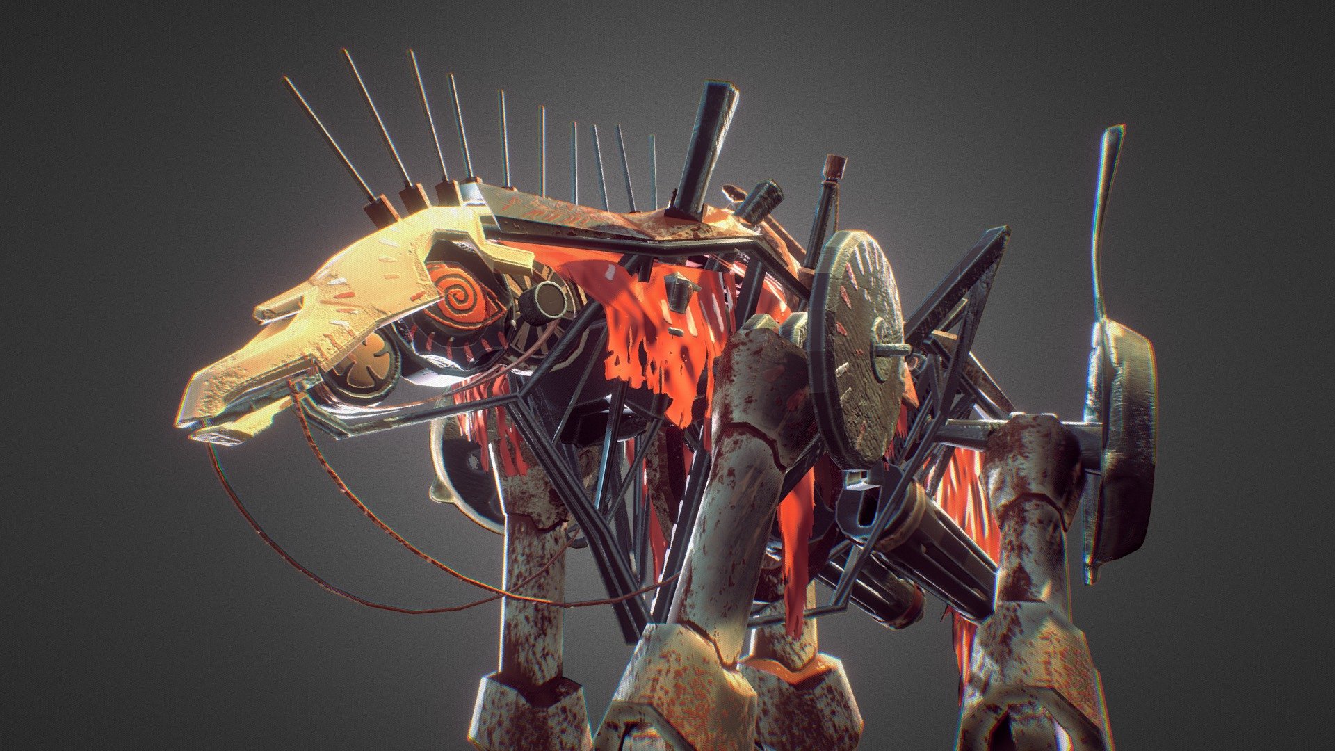 Post-apocalyptic Mechanical Horse - 3D model by negedoss_studios ...