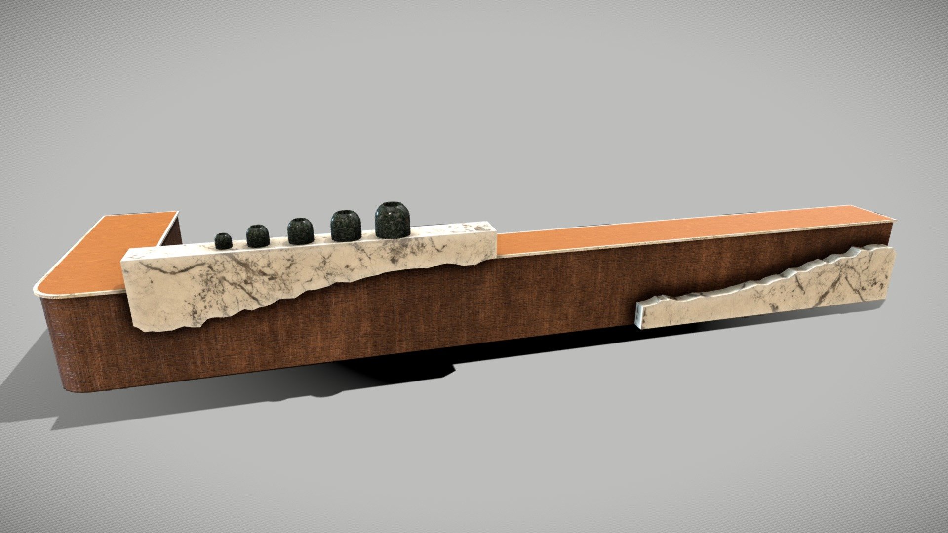 Modern Reception Desk | Marble, Wood & Metal Tri - Download Free 3D ...