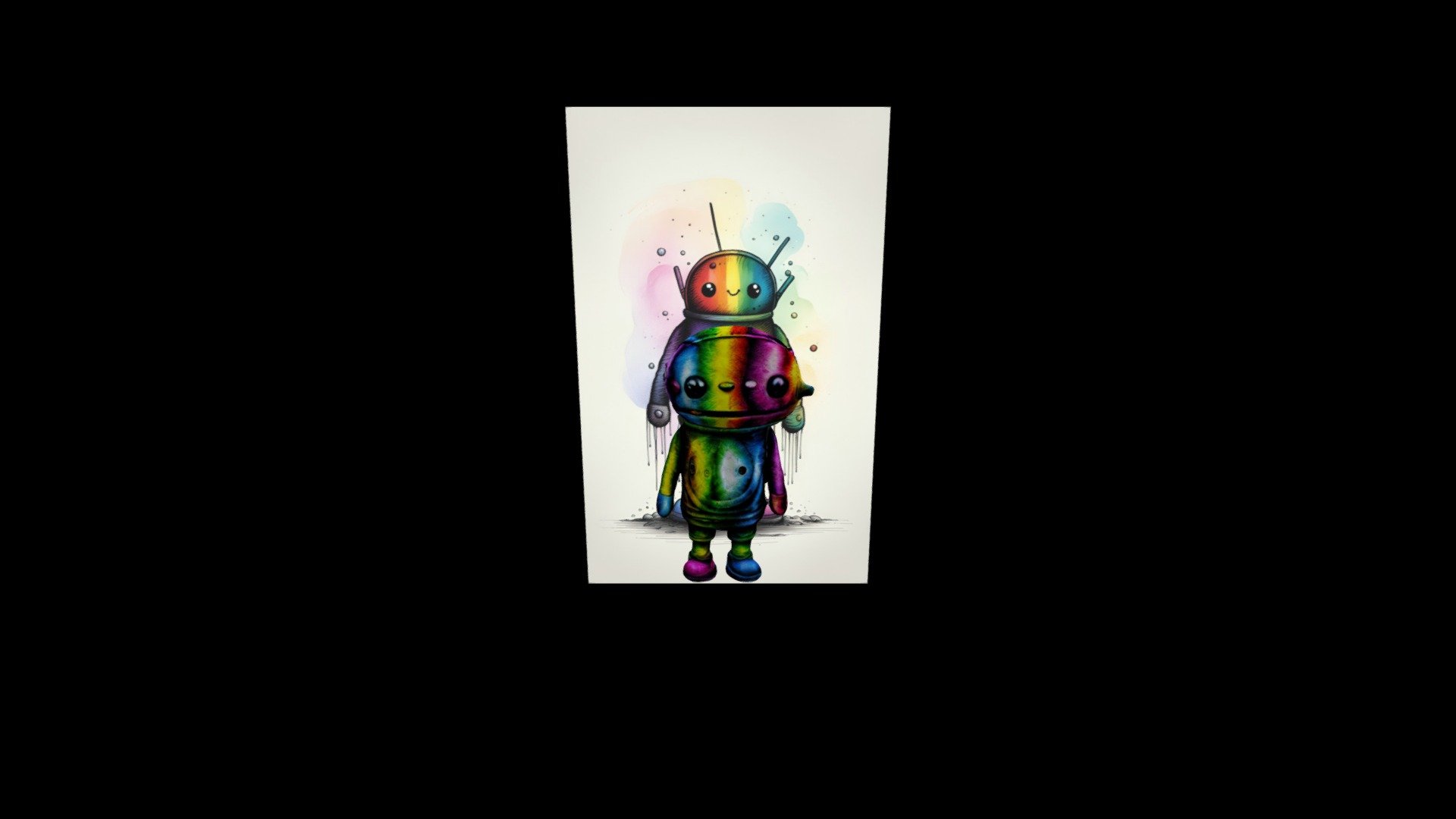 a brightly colored robot with a splattered face - Download Free 3D ...