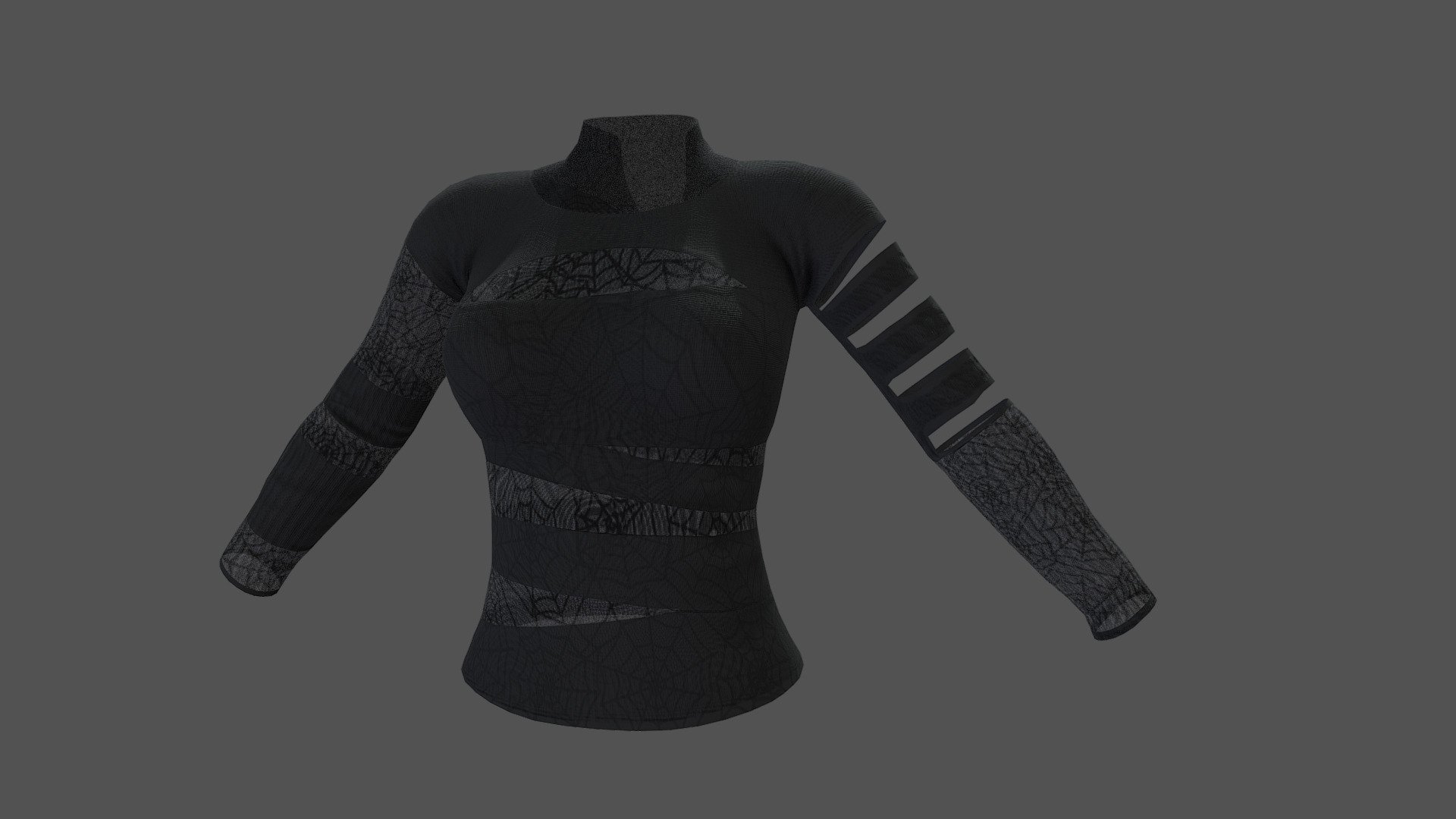 Female Black Spider Web Bandage Punk Top - Buy Royalty Free 3D model by ...