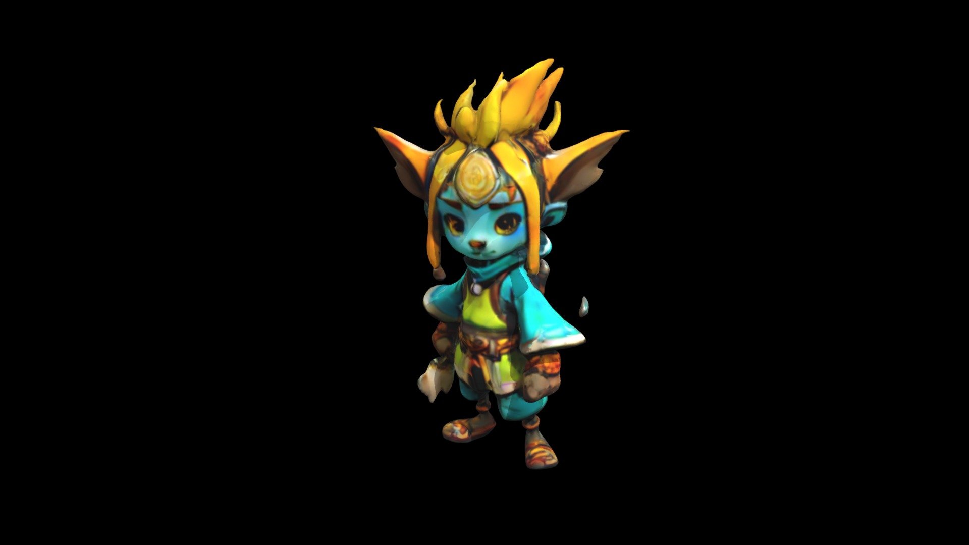 [A character in an anime style with a blue face, - Download Free 3D ...
