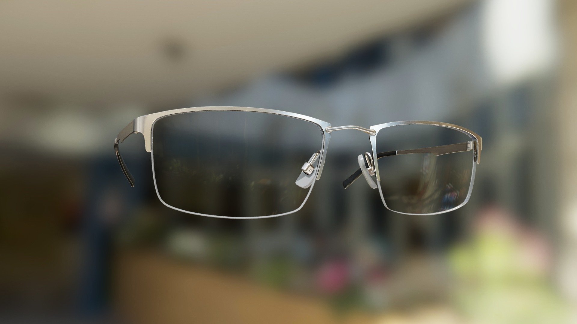 Generic Metal Half-Rim Rectangle Glasses(Silver) - 3D model by VirTry ...