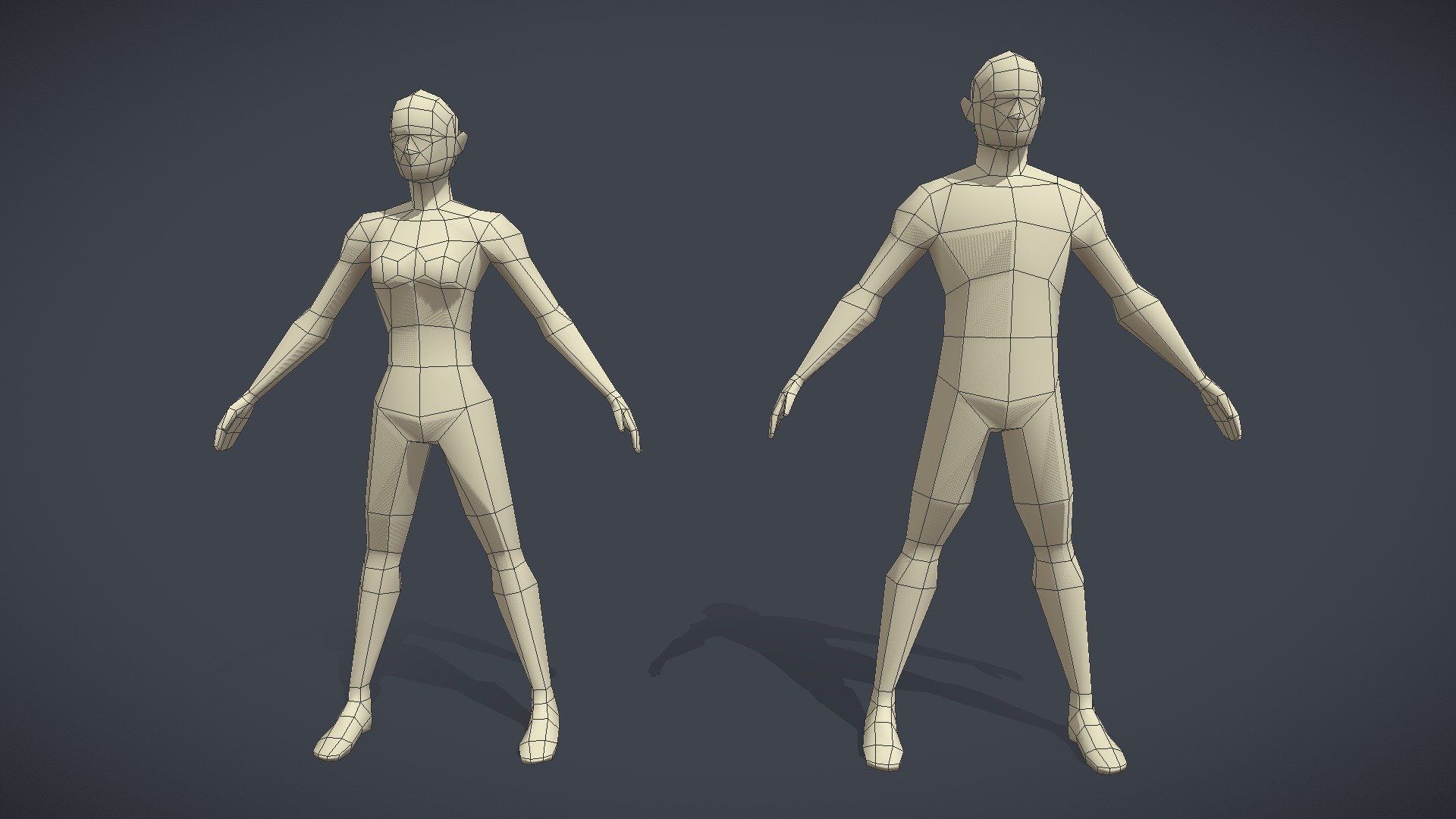 Base Mesh Pack - Lowpoly Male, Female ( Rigged ) - Buy Royalty Free 3D model by PolyOne Studio ...