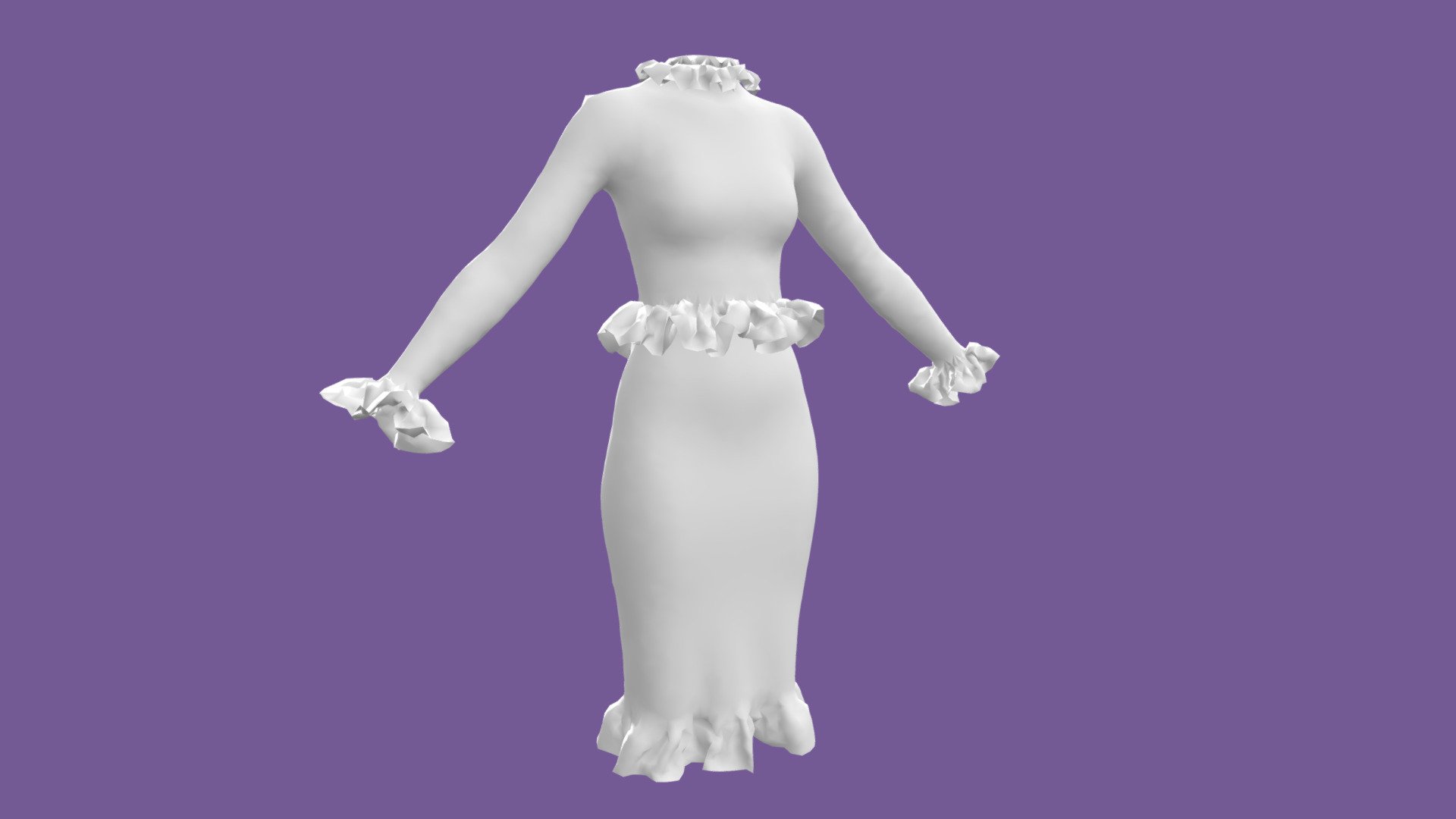 Simple Ruffle Dress - Download Free 3D model by pers (@persnip ...