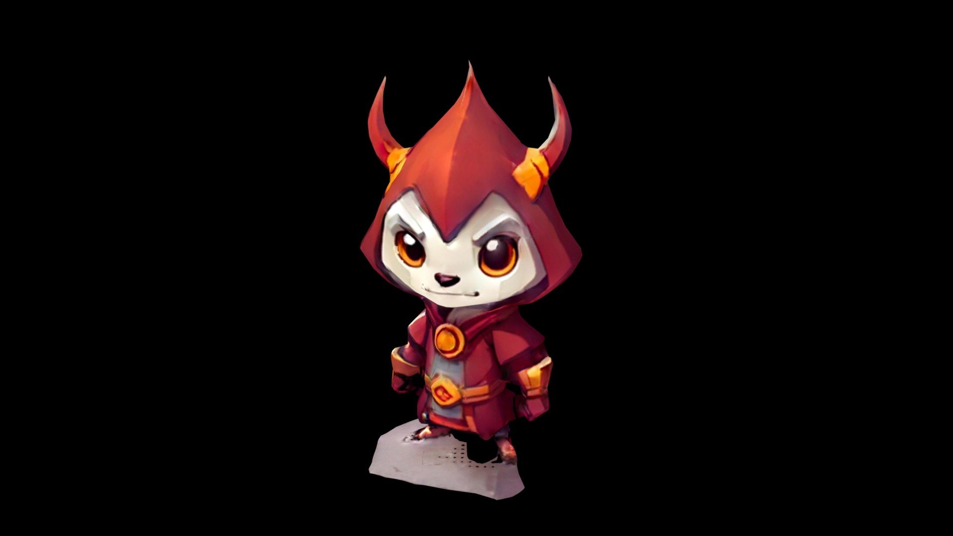 A chibi style character dressed in a red hooded - Download Free 3D ...