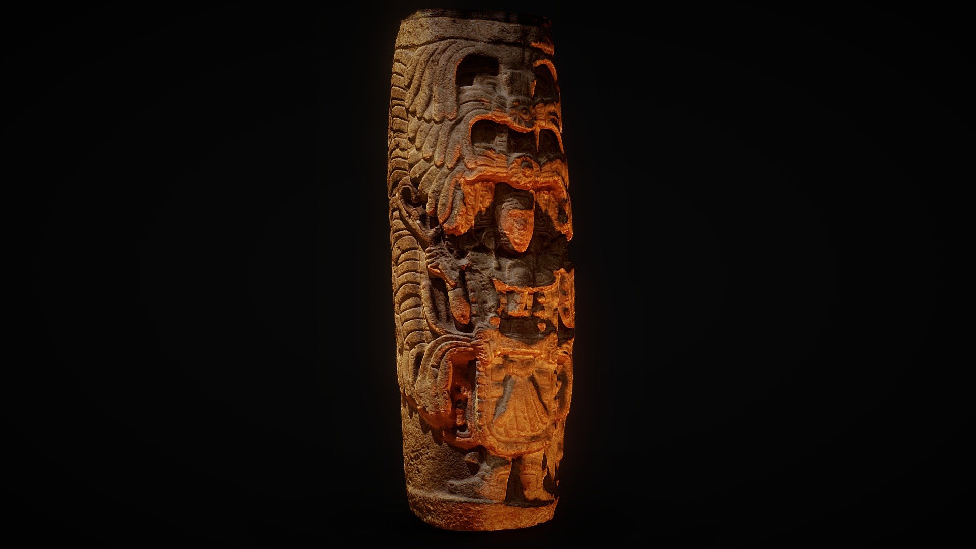 Mayan column with standing figure - Buy Royalty Free 3D model by Austin ...