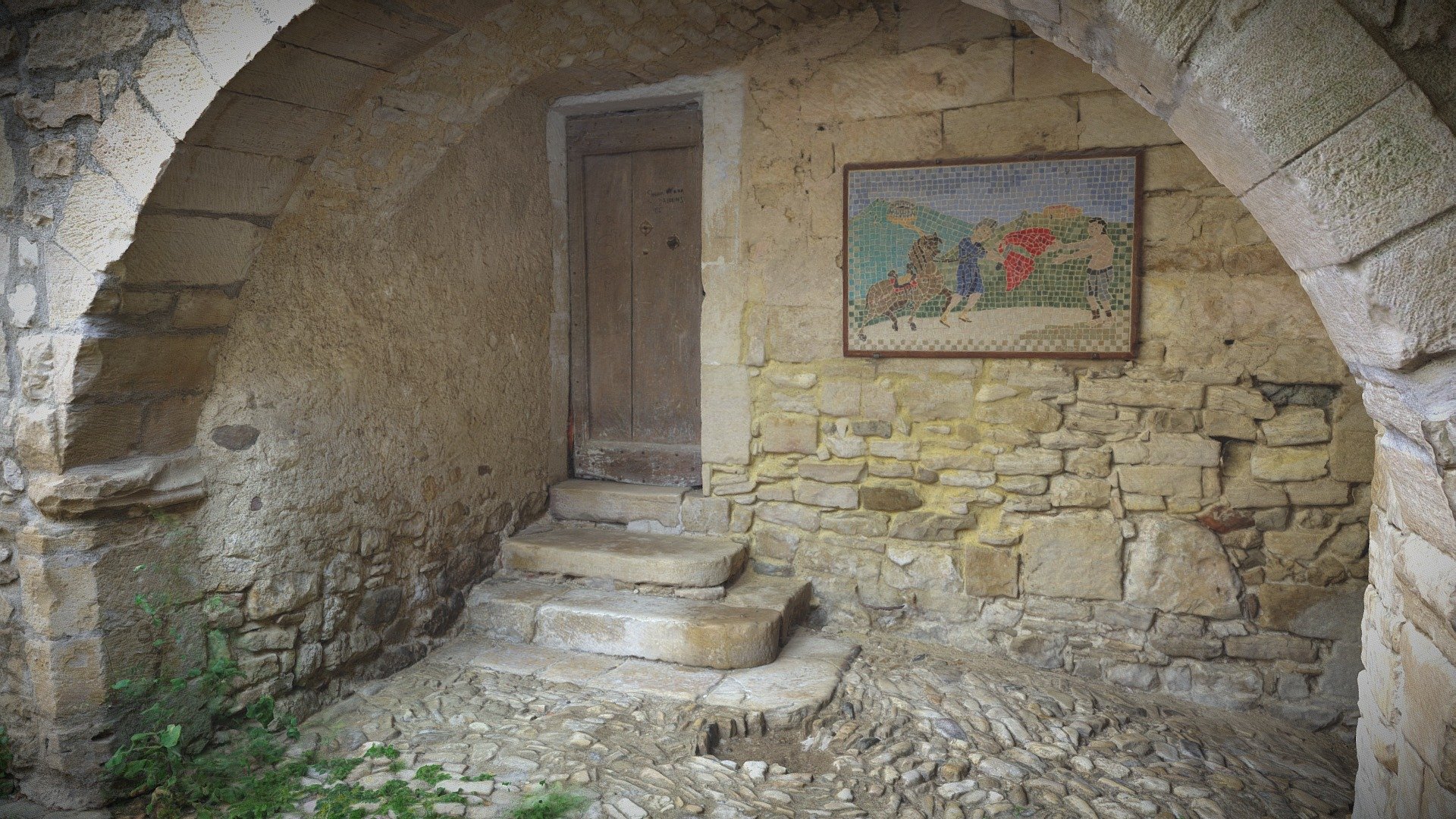 Old stone vault with mosaic on the wall - Buy Royalty Free 3D model by ...