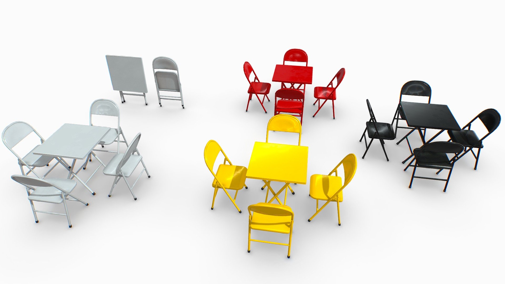 Square Folding Table With Folding Chair - Buy Royalty Free 3D model by ...