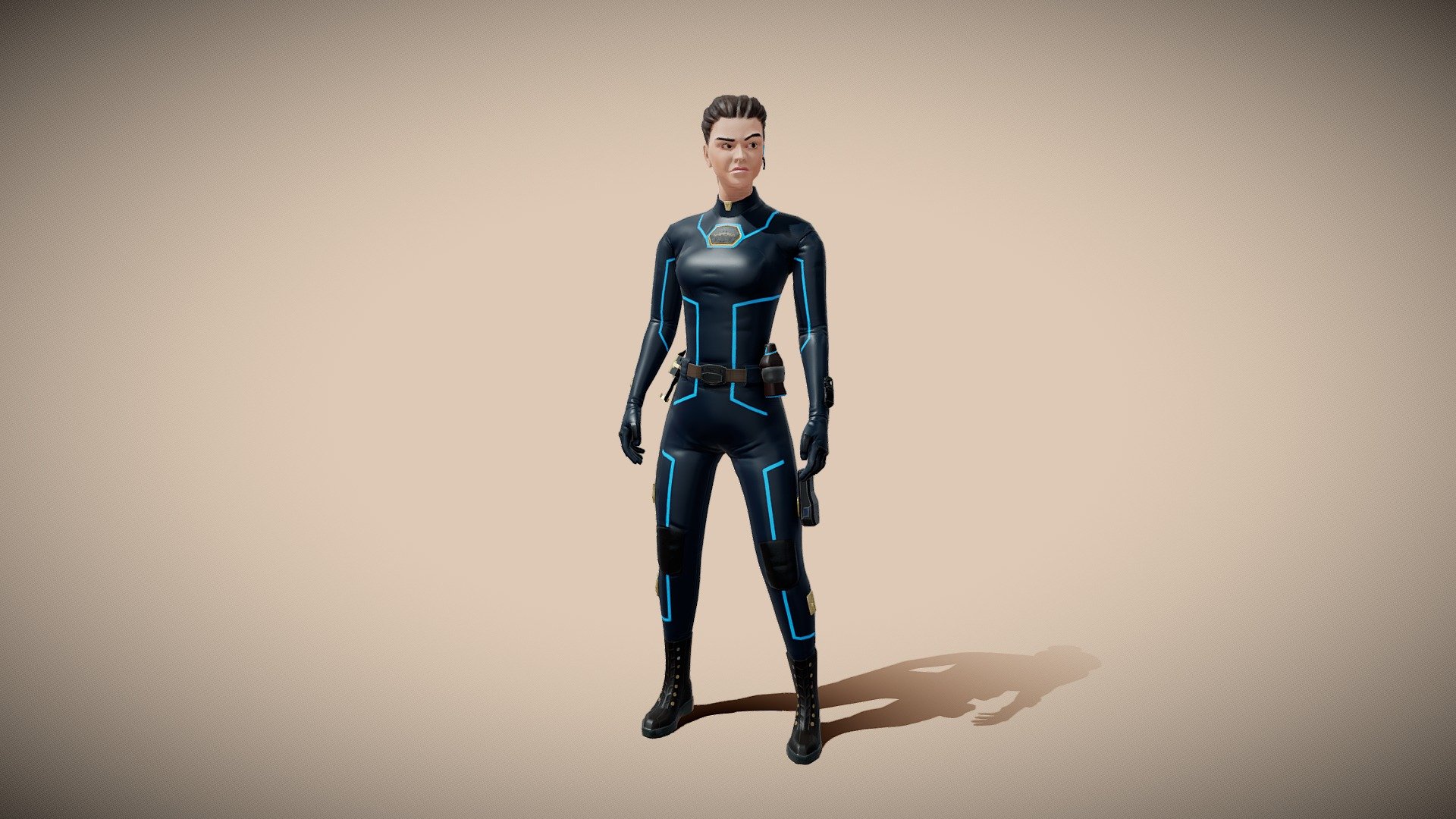 Game Character Girl Rigged Textured Animated Download Free 3d