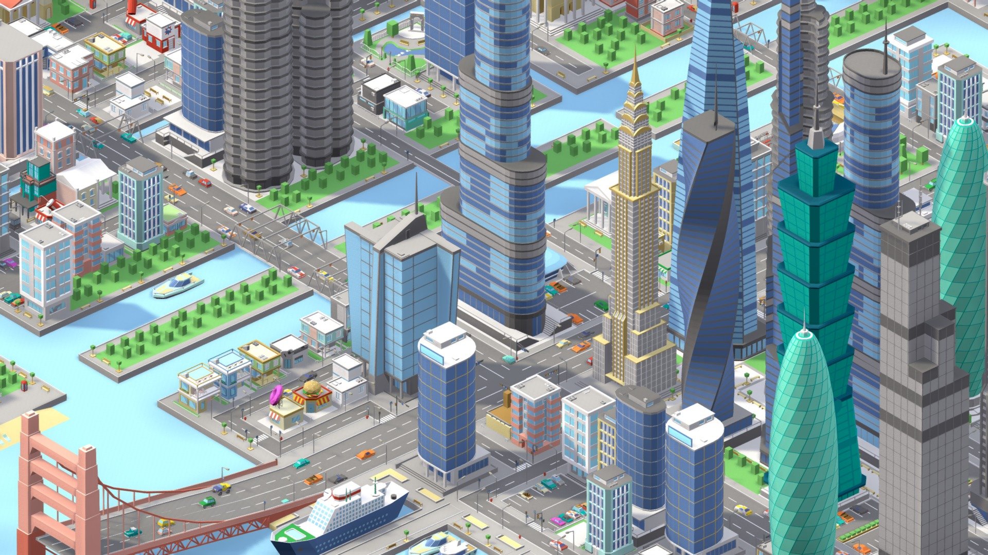 City 2 - Buy Royalty Free 3D model by ithappy [e30783b] - Sketchfab Store