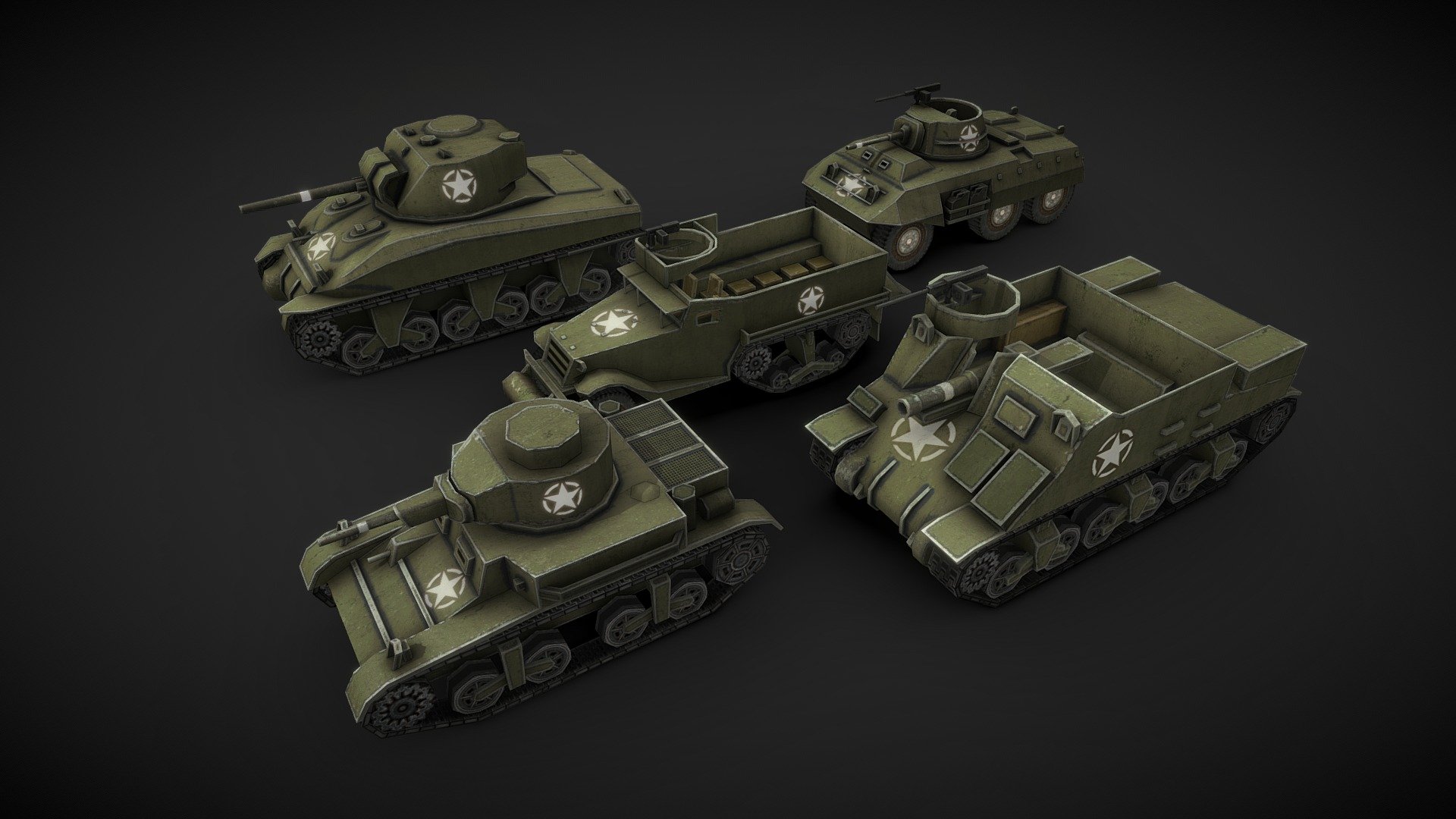 WW2 USA Low Poly Tanks #1 - 3D model by Kado3D (@kadopl) [e309518 ...