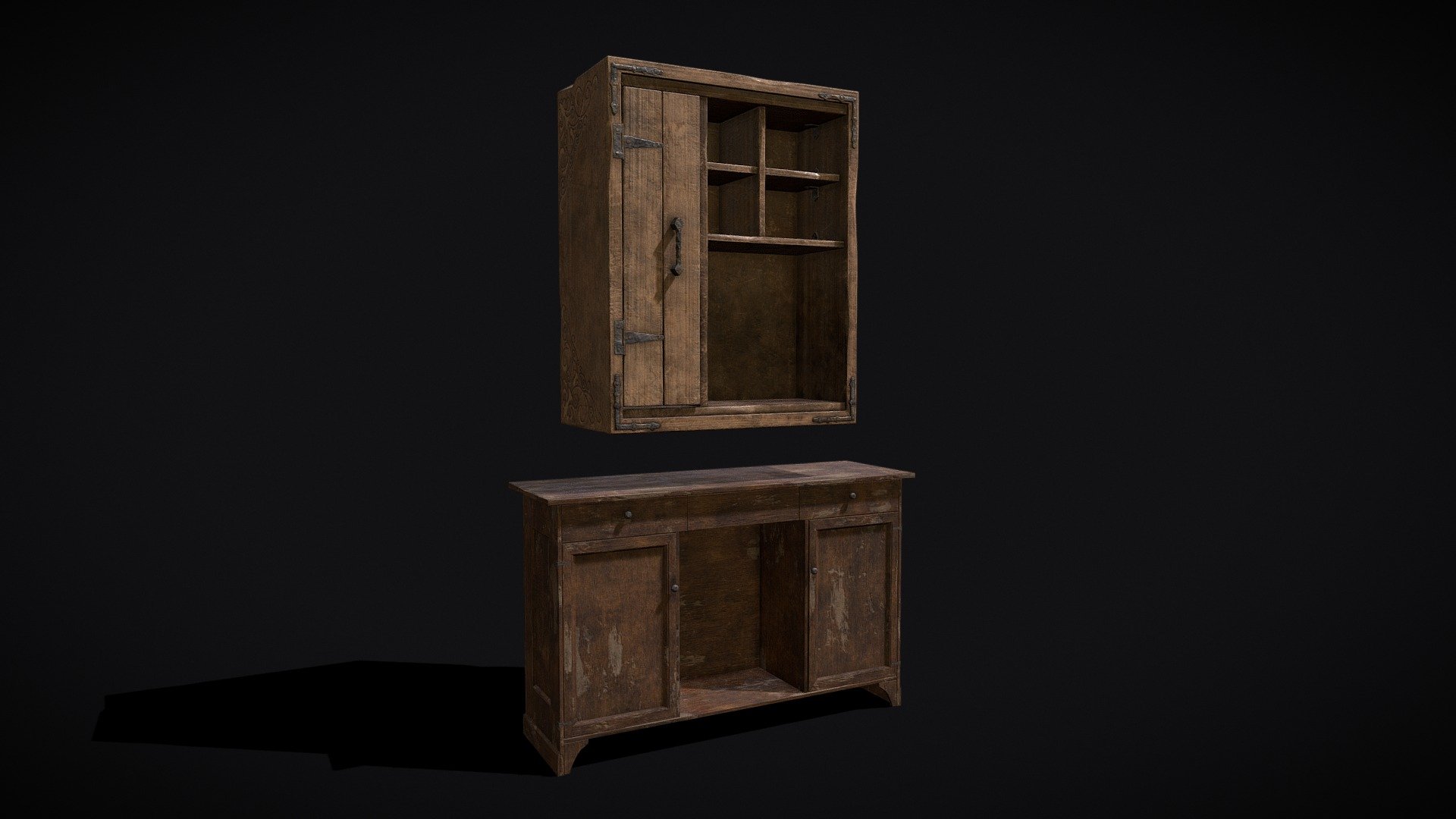Rustic Cabinet and Drawer - Buy Royalty Free 3D model by ...