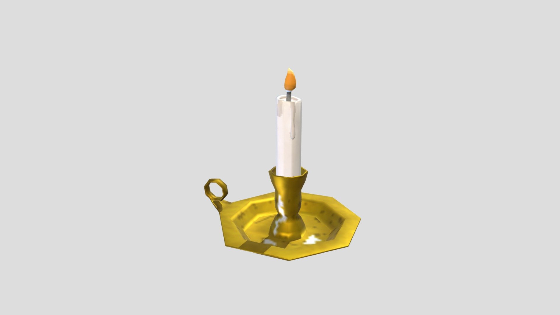 low poly candstick with a candle on fire - Download Free 3D model by ...