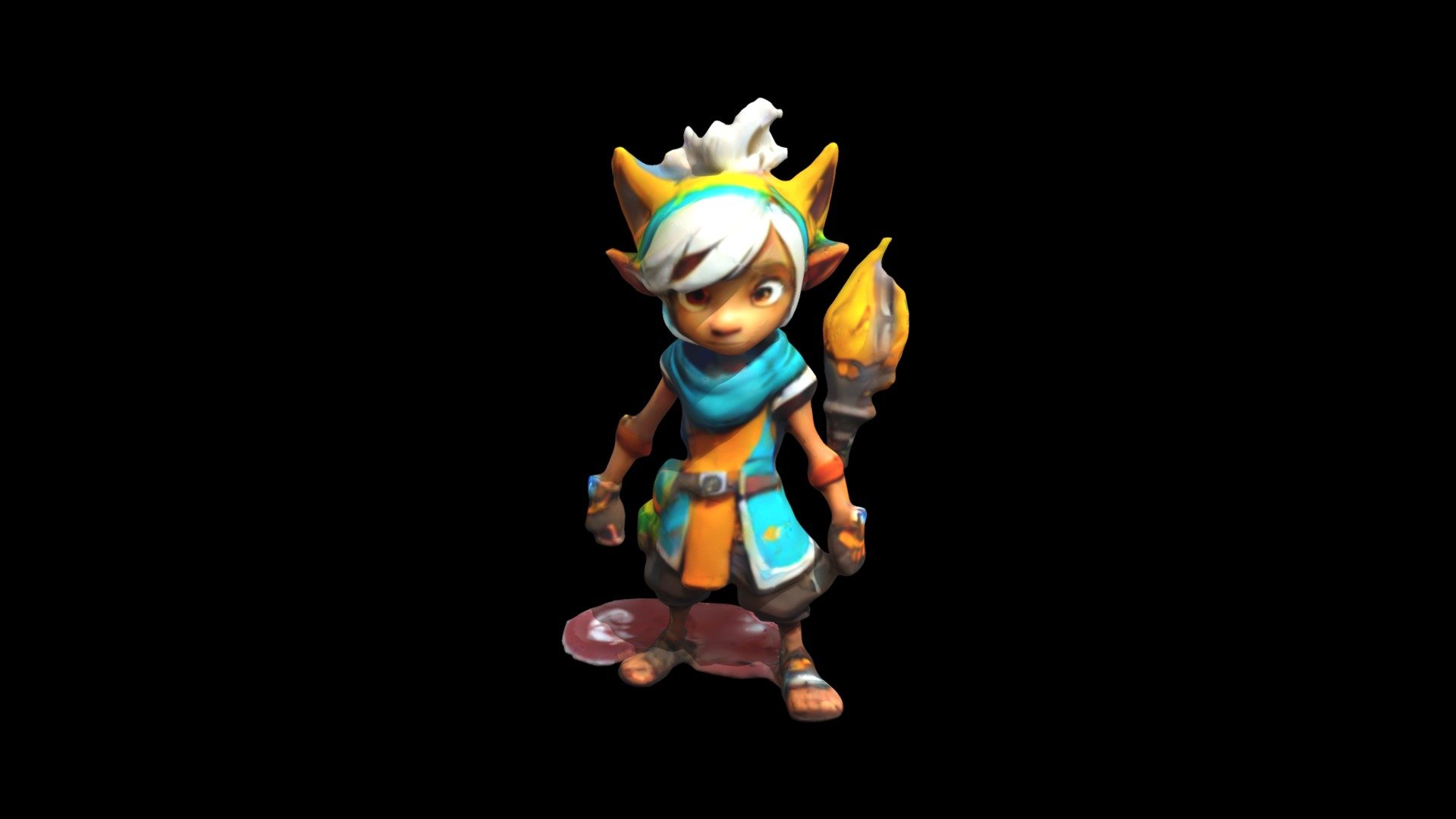 a cartoon character with a torch in his hand - Download Free 3D model ...